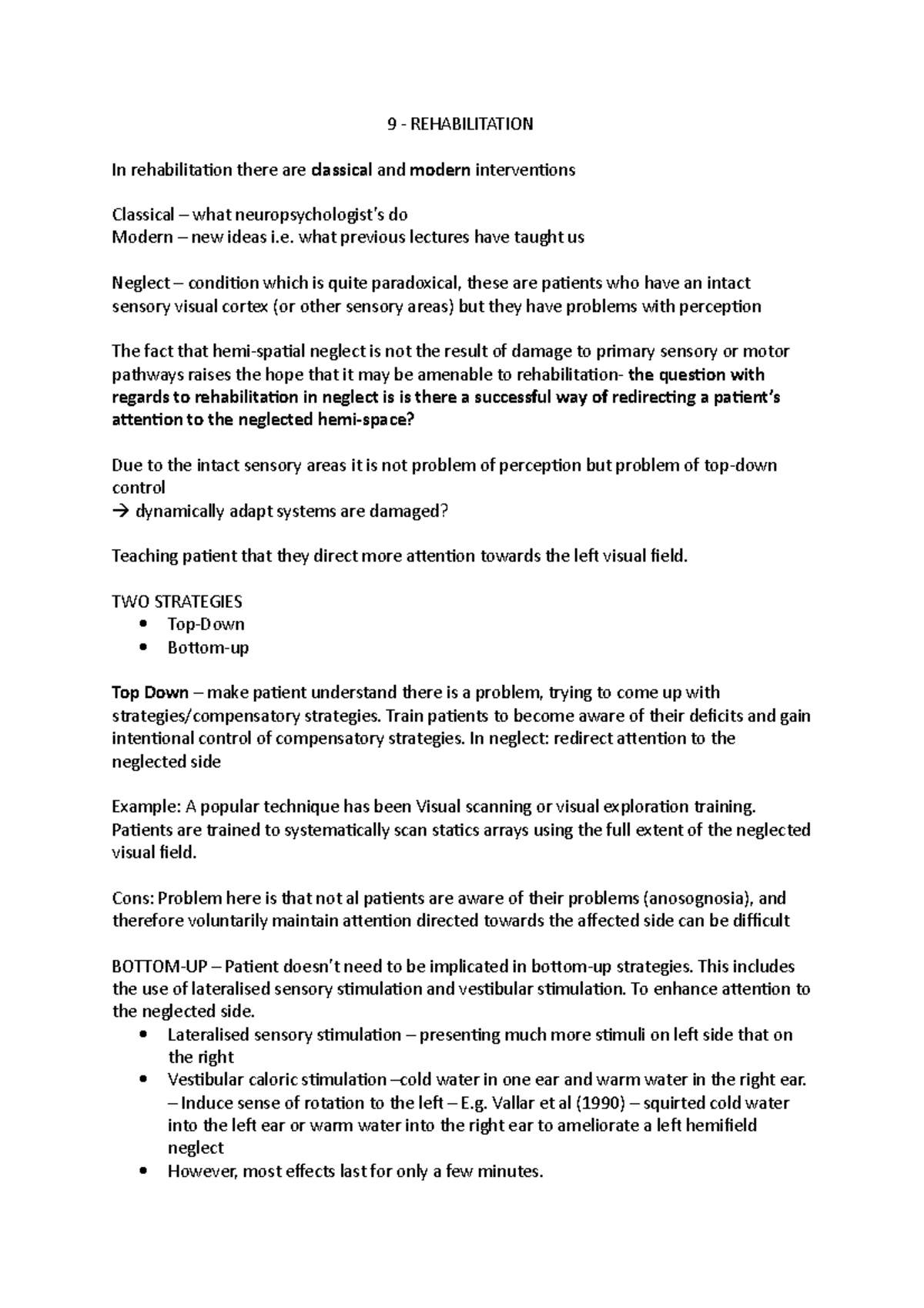 9 - rehabilitation - Lecture notes 9 - 9 - REHABILITATION In ...