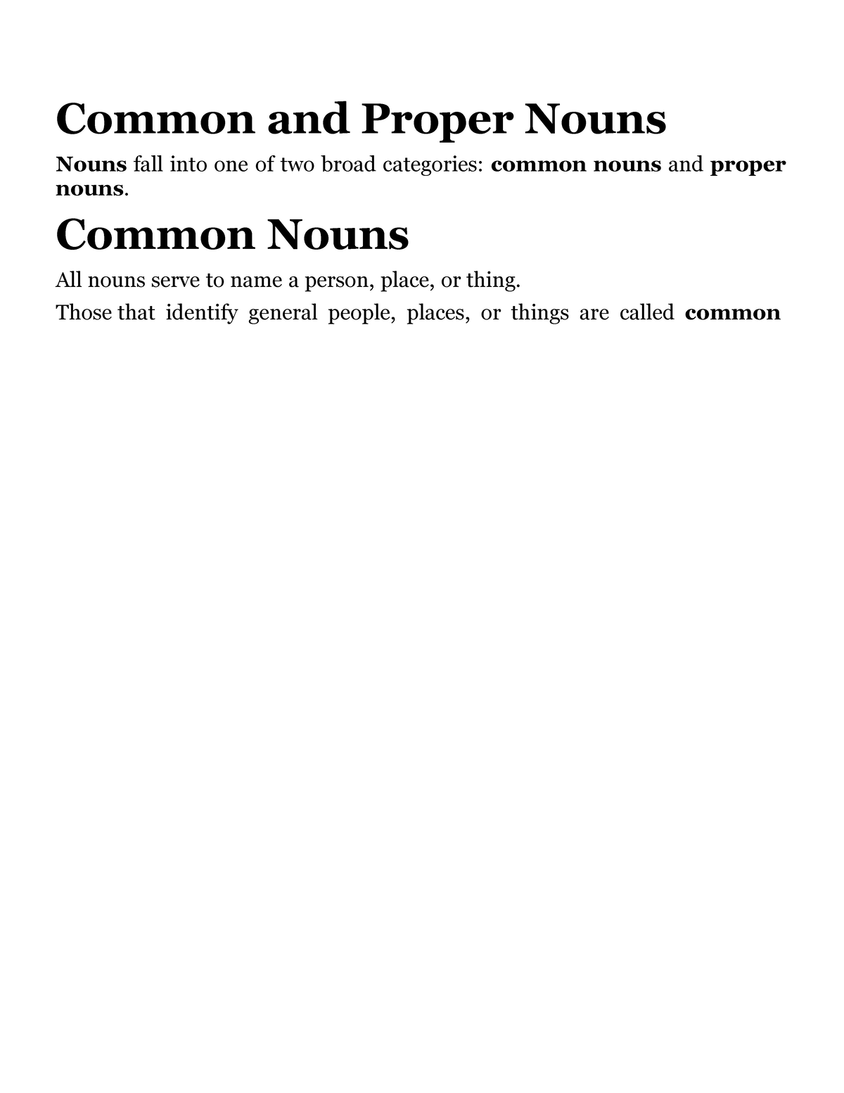05 Common and Proper Nouns - Common and Proper Nouns Nouns fall into ...