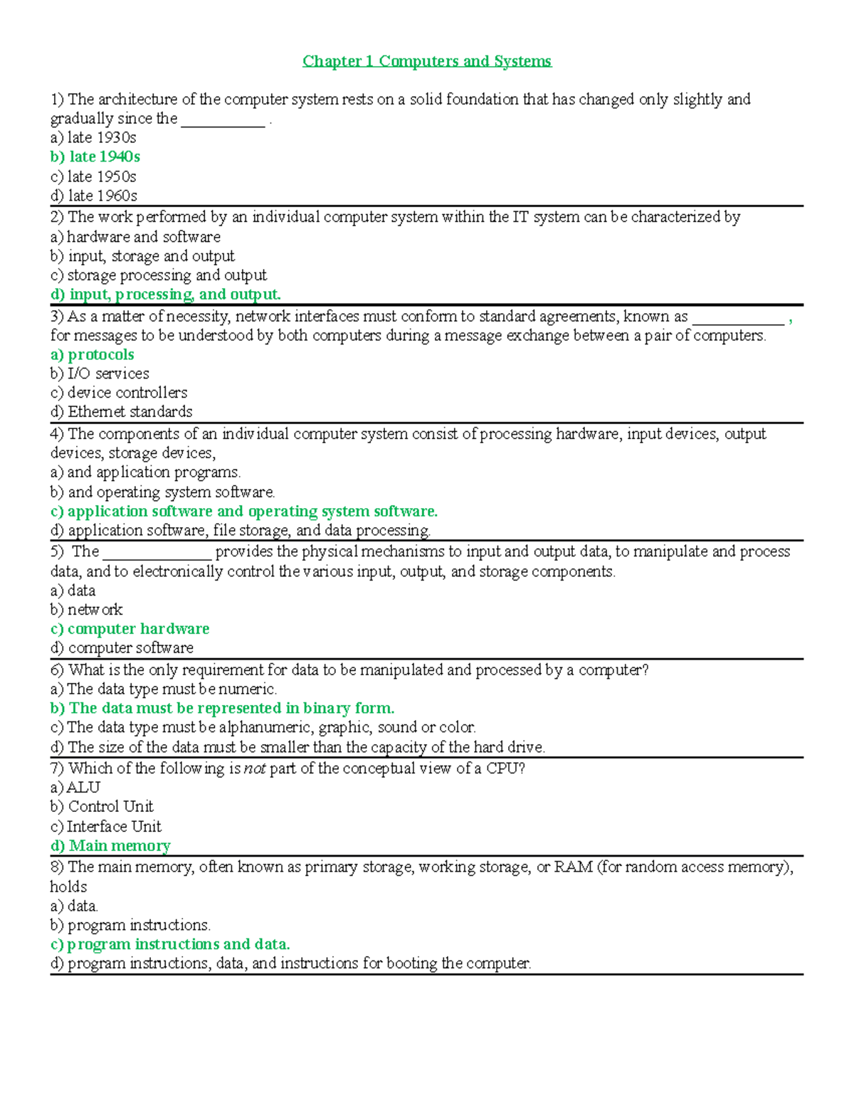 ITEC 1000 Test Bank - practice questions for midterm , based on lecture ...