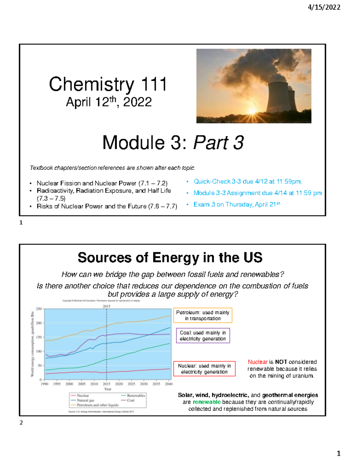 111 Module 3-3 Notes SA 2022 Final - Chemistry 111 April 12 th , 2022 ...