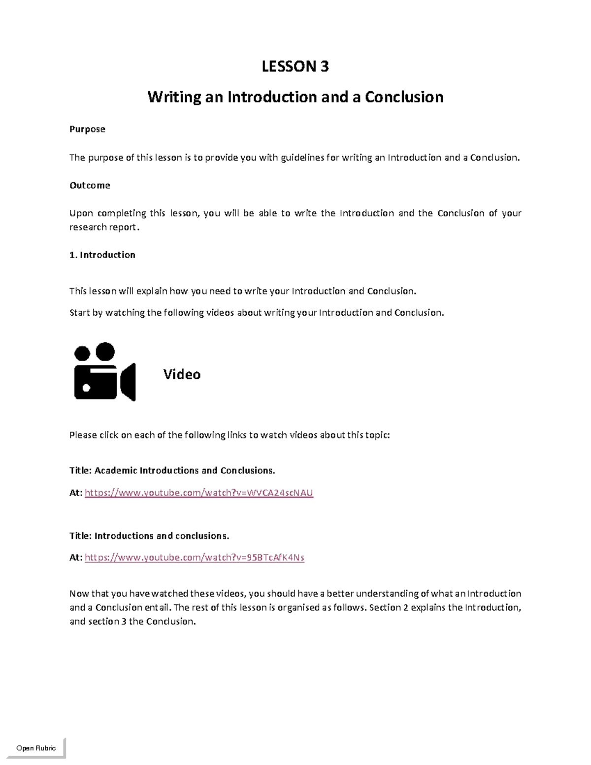 AISSIGNMENT NO 02 - LESSON 3 Writing an Introduction and a Conclusion ...