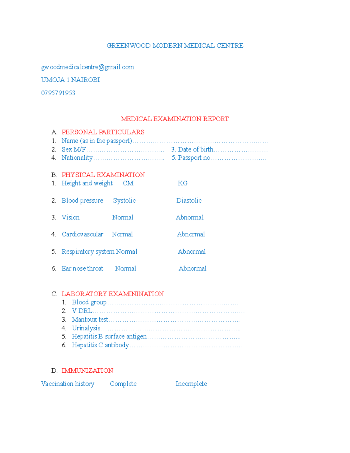 Greenwood Medical Report - GREENWOOD MODERN MEDICAL CENTRE ...