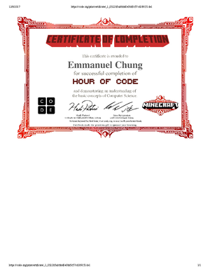 Minecraft-certificate-emmanuel 2 - Certificate This certificate of is ...