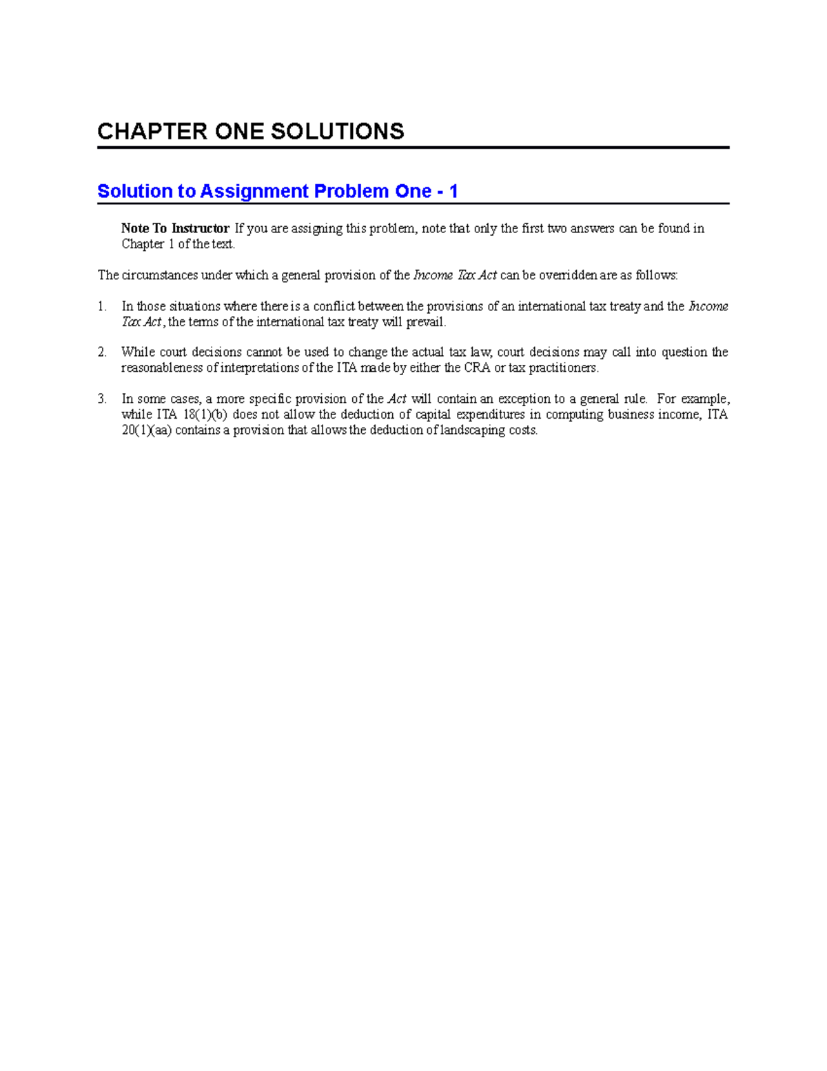 Chapter 1 Solutions Manualb ZTd - CHAPTER ONE SOLUTIONS Solution to ...