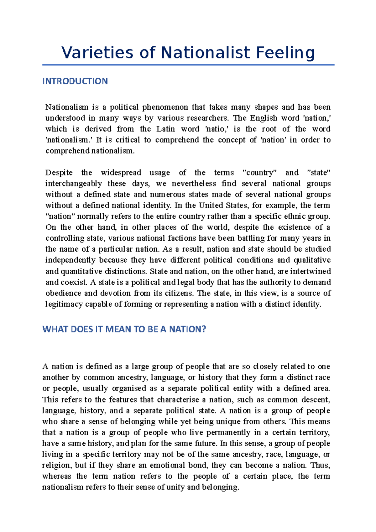 Varieties of Nationalist Feeling - Varieties of Nationalist Feeling ...