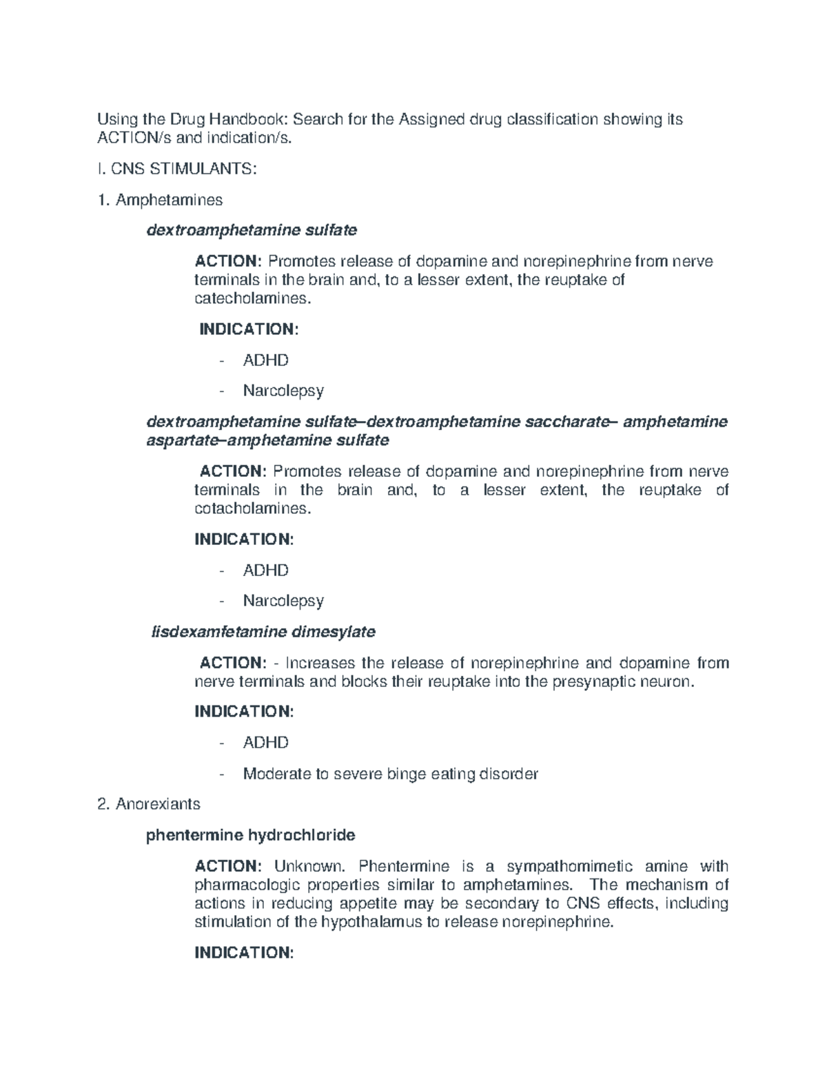 Asynchronous Drug Study - Using the Drug Handbook: Search for the ...