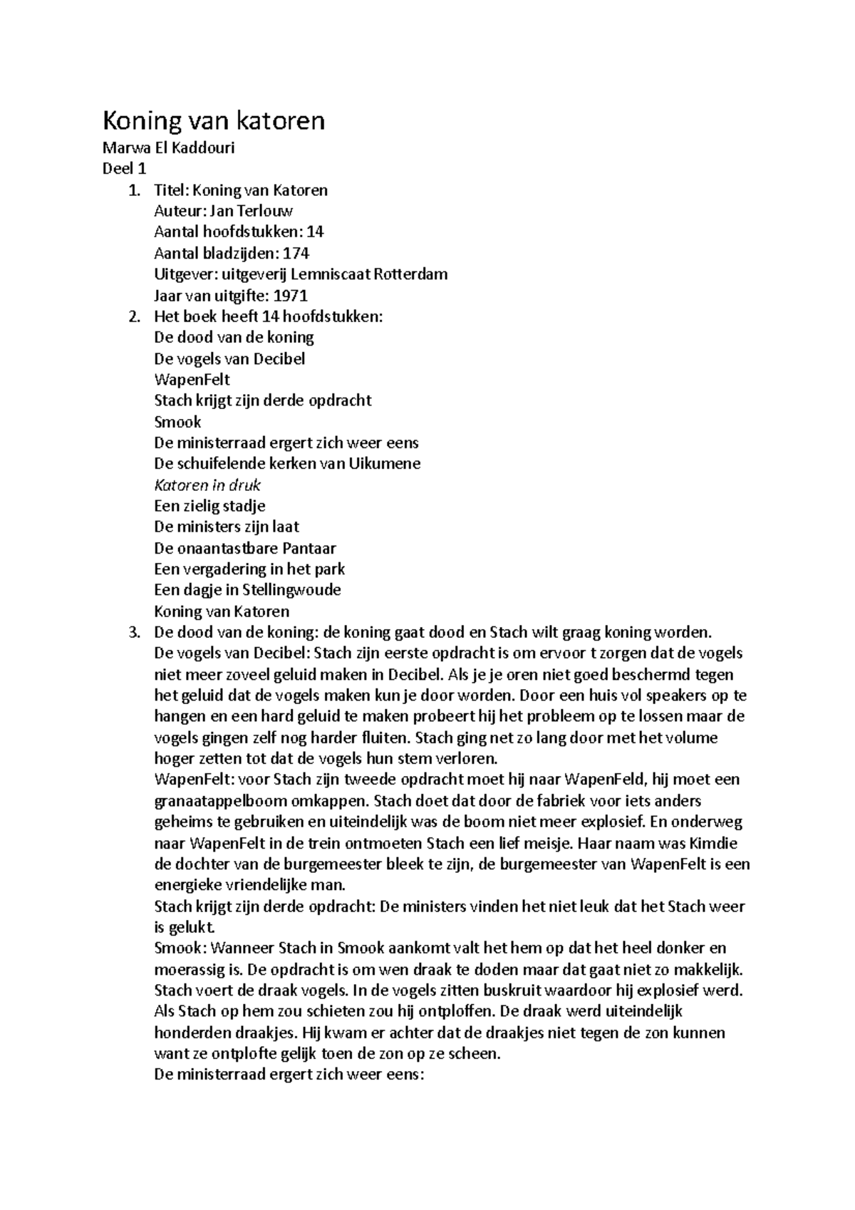 Koning van katoren - Koning van katoren Marwa El Kaddouri Deel 1 1 ...