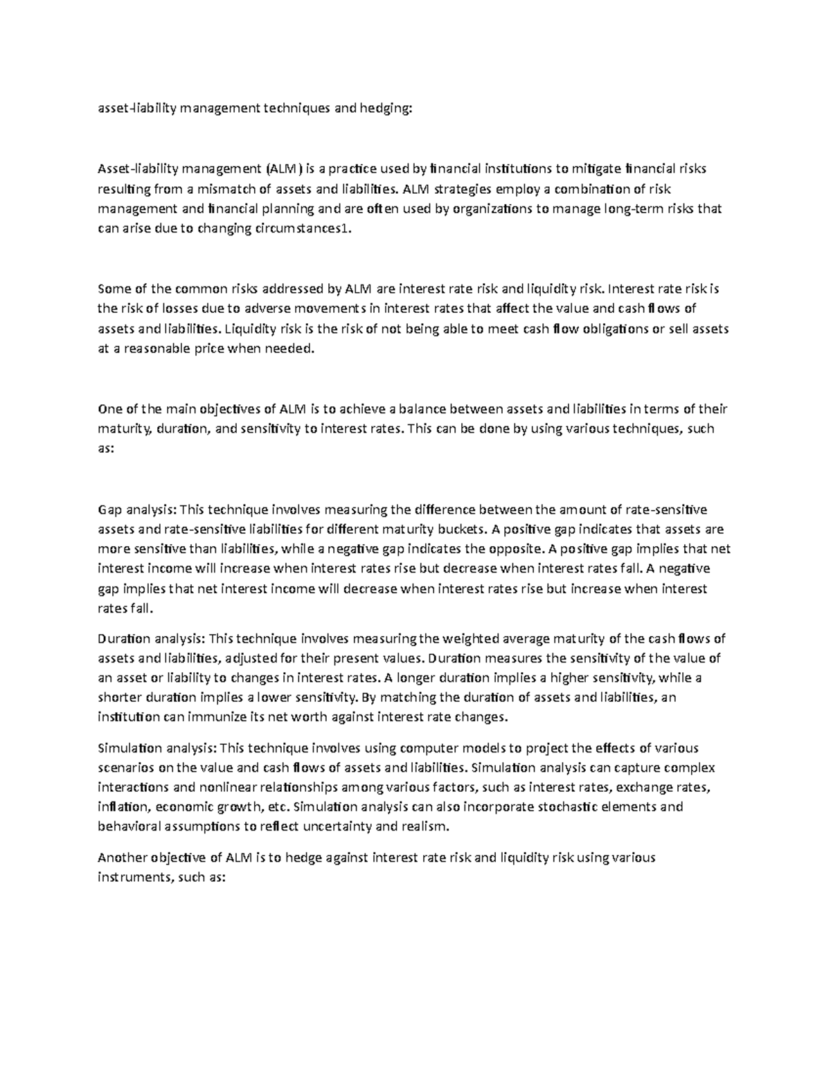 Asset - notes - asset-liability management techniques and hedging ...