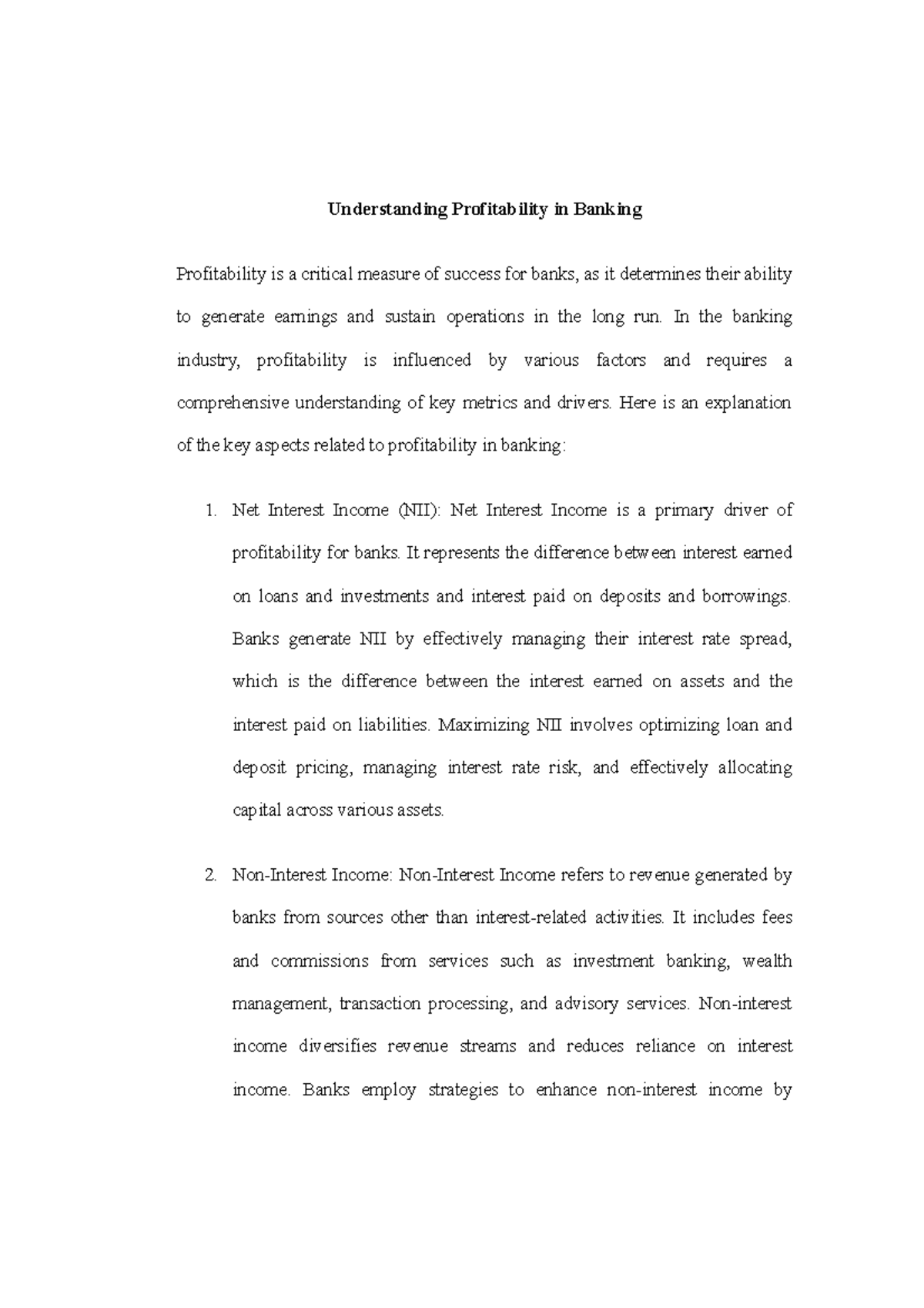 Understanding Profitability in Banking - Understanding Profitability in ...