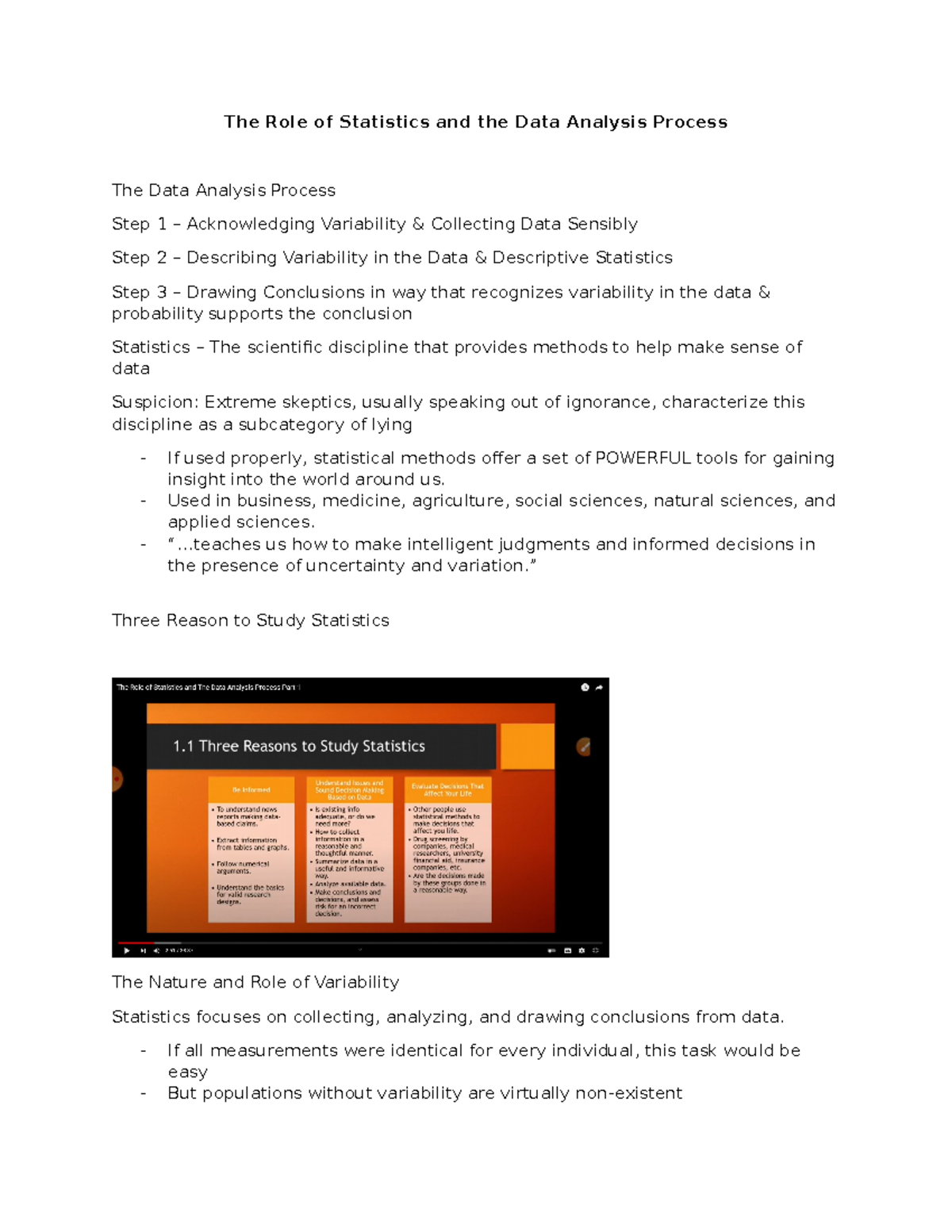 The Role of Statistics and the Data Analysis Process - Used in business ...