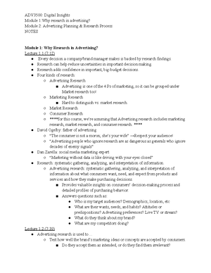 ADV3500 M5 Notes - ADV3500: Digital Insights Module 5 Notes: Research ...