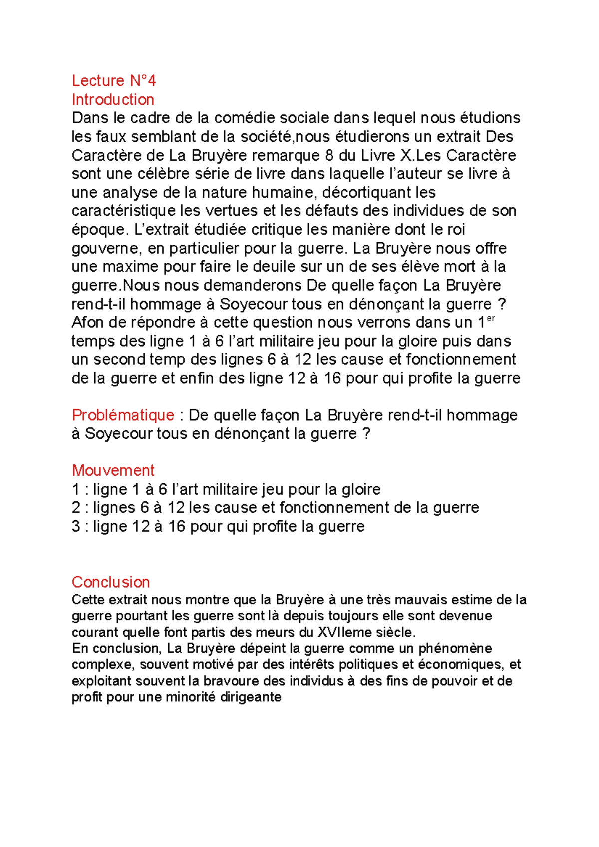 Lecture linéaire n°4 - Lecture N° Introduction Dans le cadre de la ...