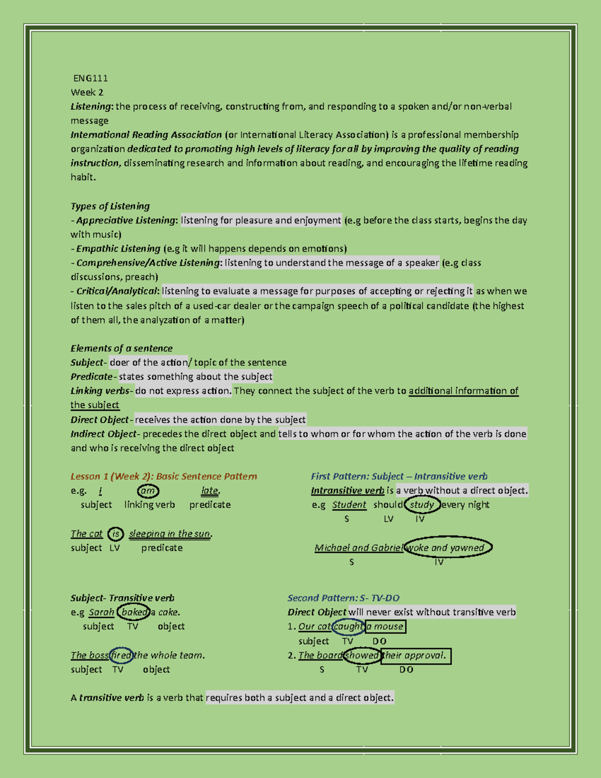 ENGLISH ELECTIVE - ENG Week 2 Listening: the process of receiving ...