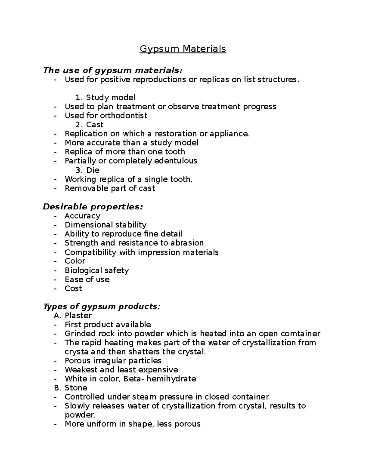 Gypsum Materials - Gypsum Materials The use of gypsum materials: Used ...