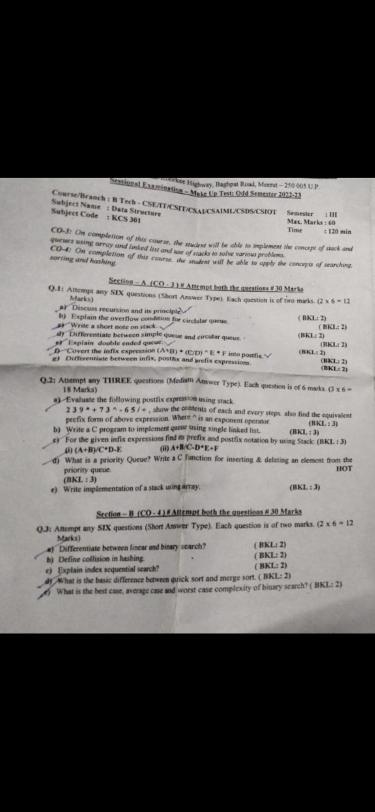 Sessional 3 - paper - Bachelor of computer applications - Studocu