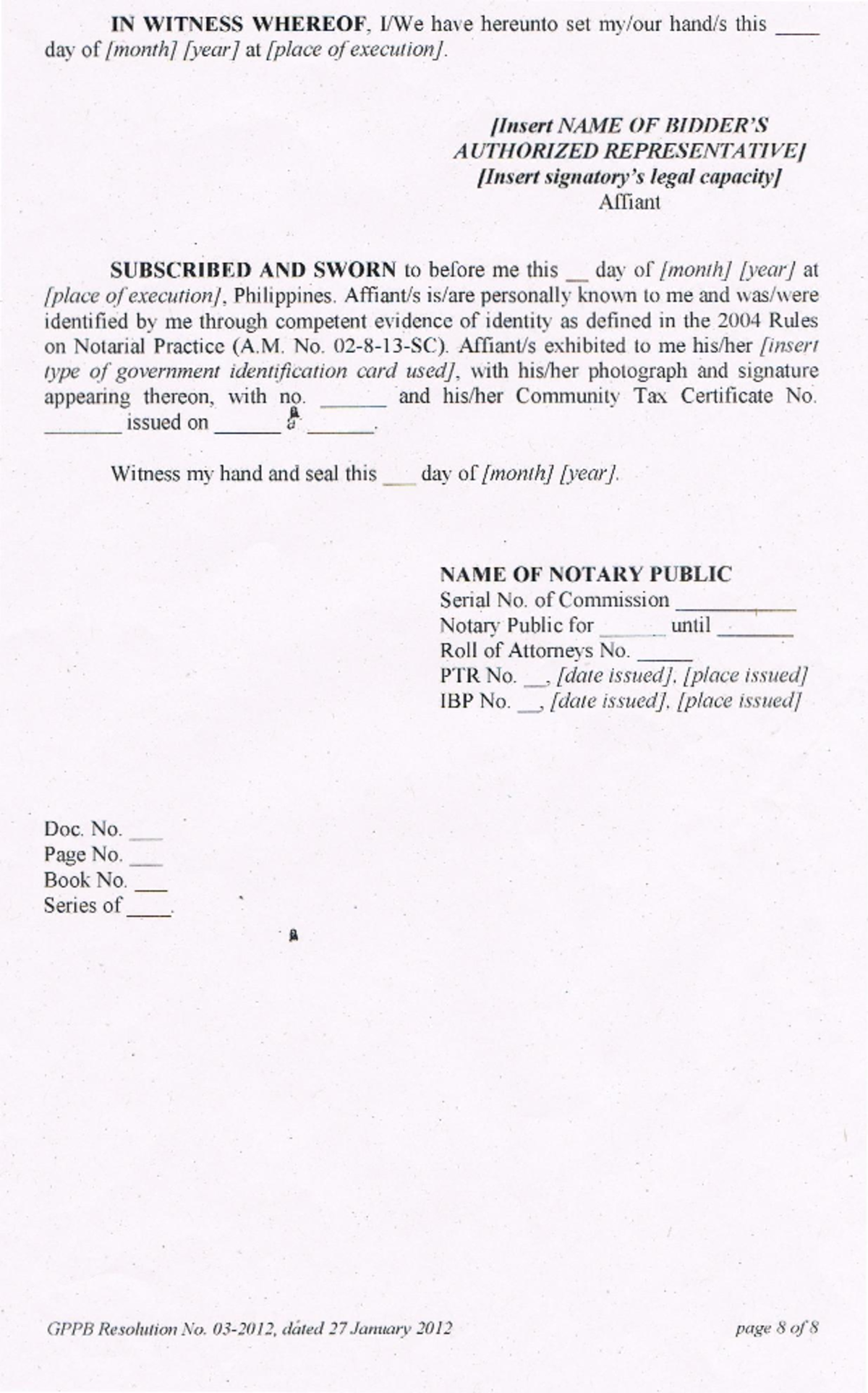 12 1205 Form of Bid Security 1.pdf (PMO Cotabato) - IN WITNESS WHEREOF, have hereunto set this ...
