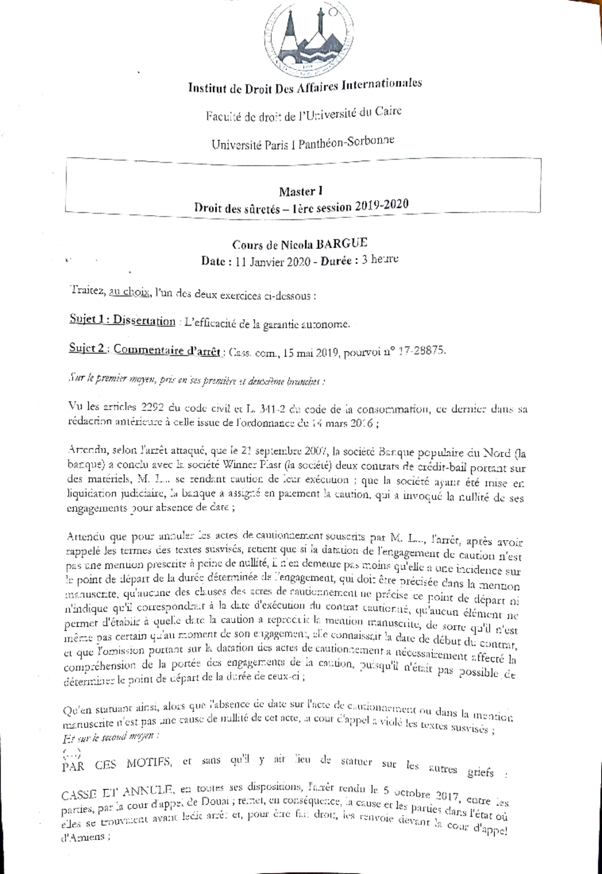 Examens M1 S1 - Prepa examen m1 s1 - Principles Of Law - Studocu