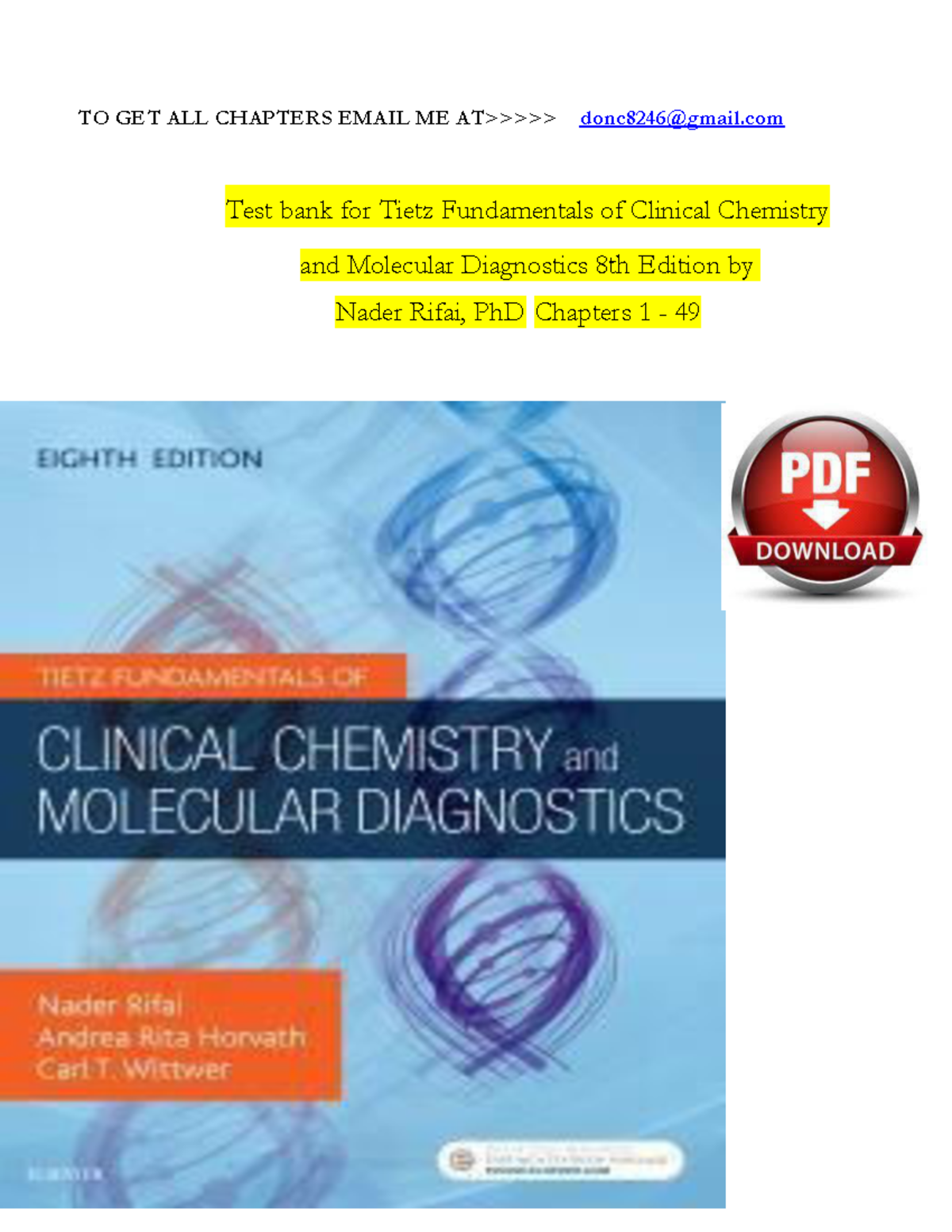 Test bank for tietz fundamentals of clinical chemistry and molecular ...