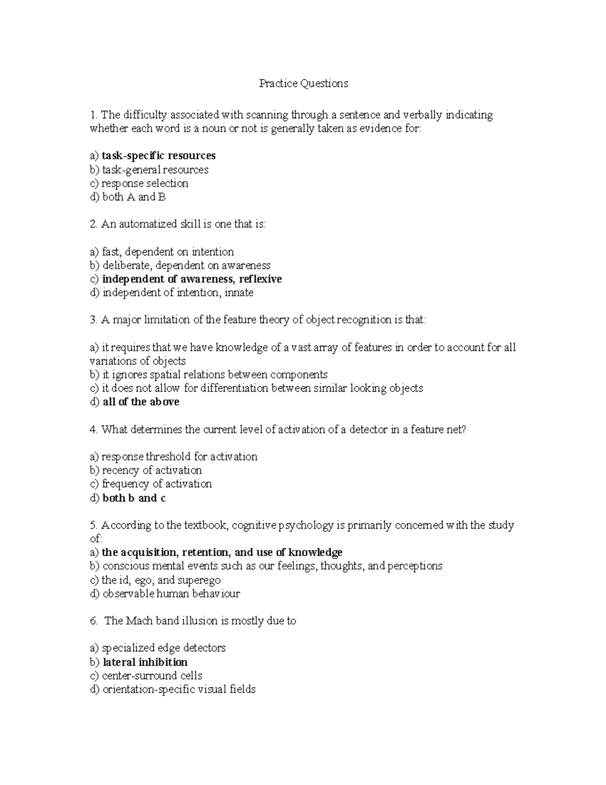 Practice Questions Answers - Practice Questions 1. The difficulty ...