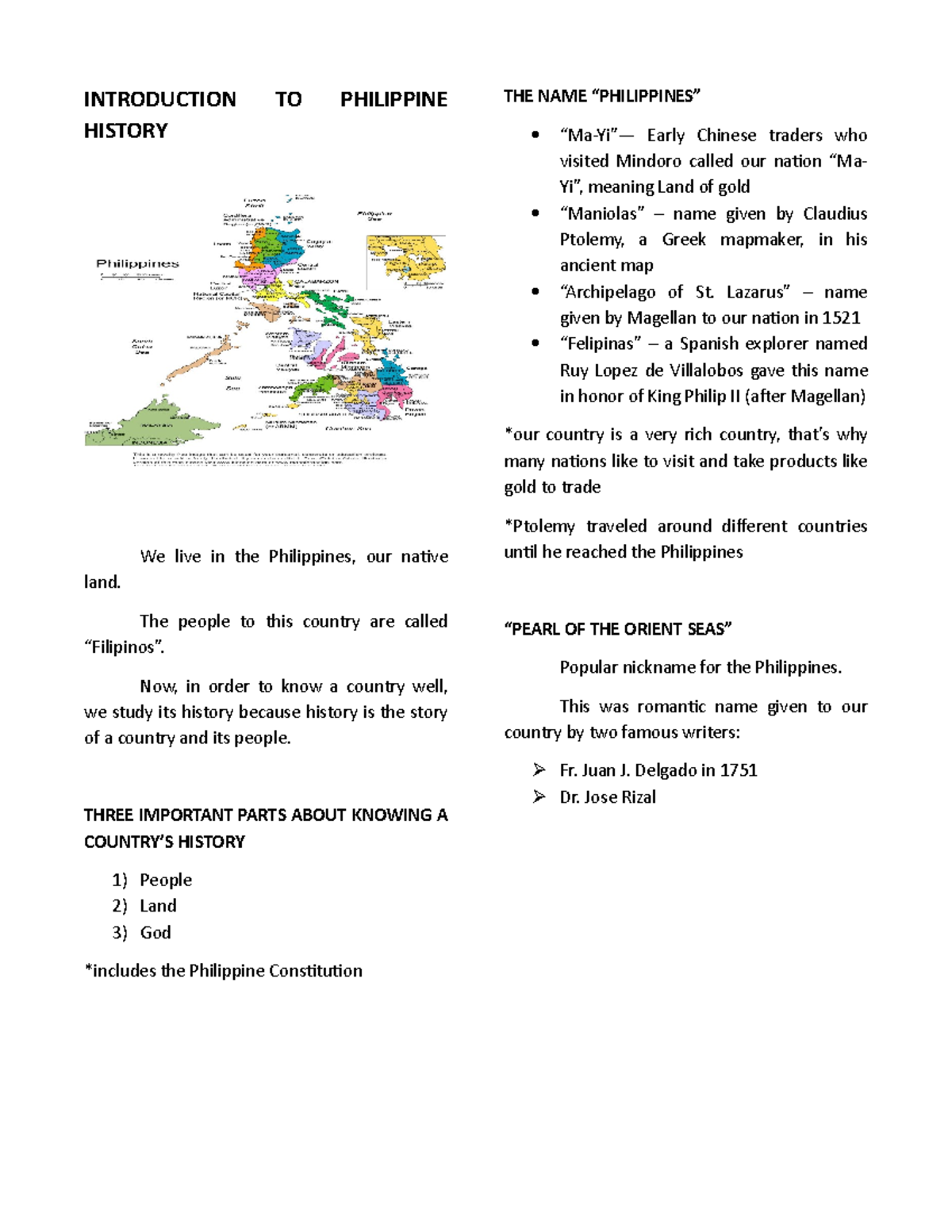 Introduction TO Philippine History reviewer - INTRODUCTION TO ...