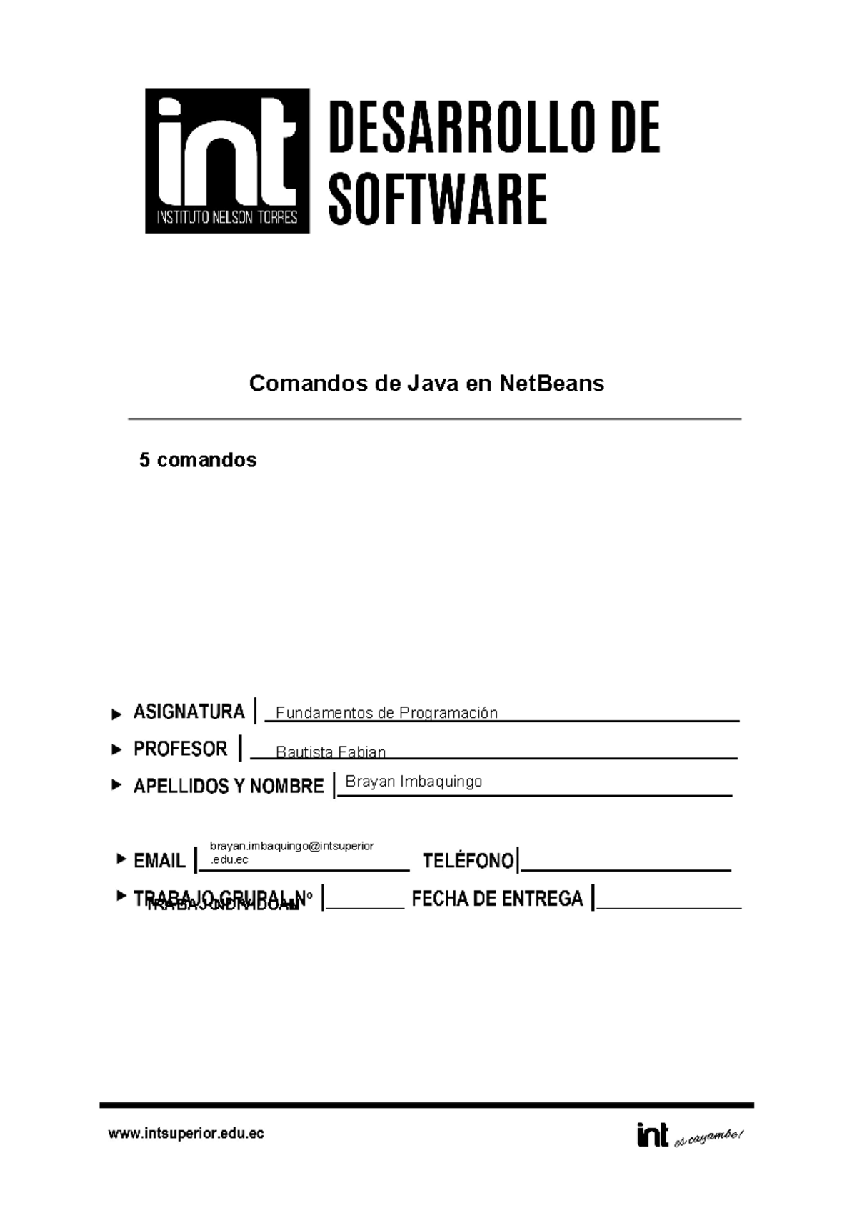 Comandos de Java en Net Beans Trabajo en clase - Comandos de Java en NetBeans 5 comandos ...