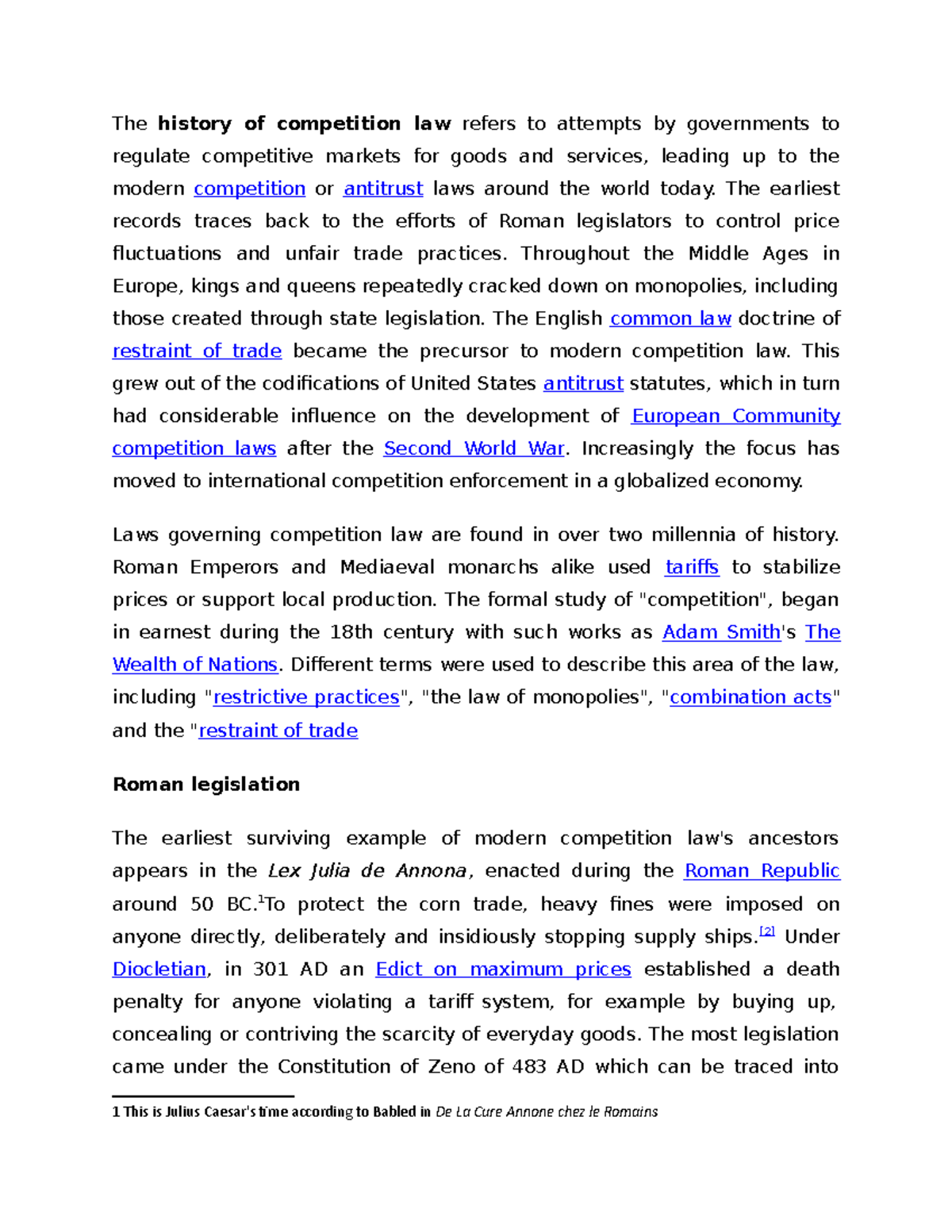 Competition orign made by keny - The history of competition law refers ...