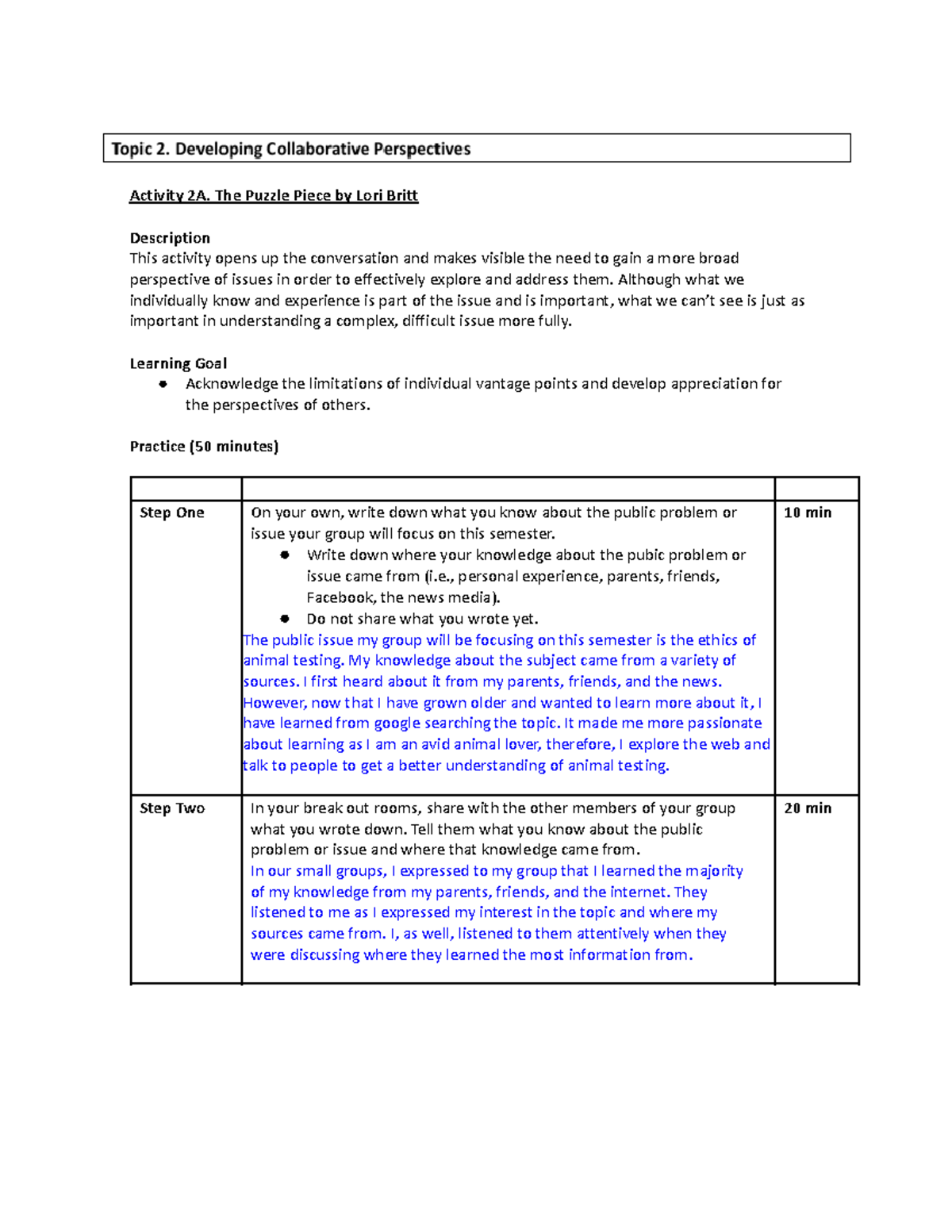 IF Module 1 Activity 2A The Puzzle Piece (Revised by TCB 09-13-2020 ...
