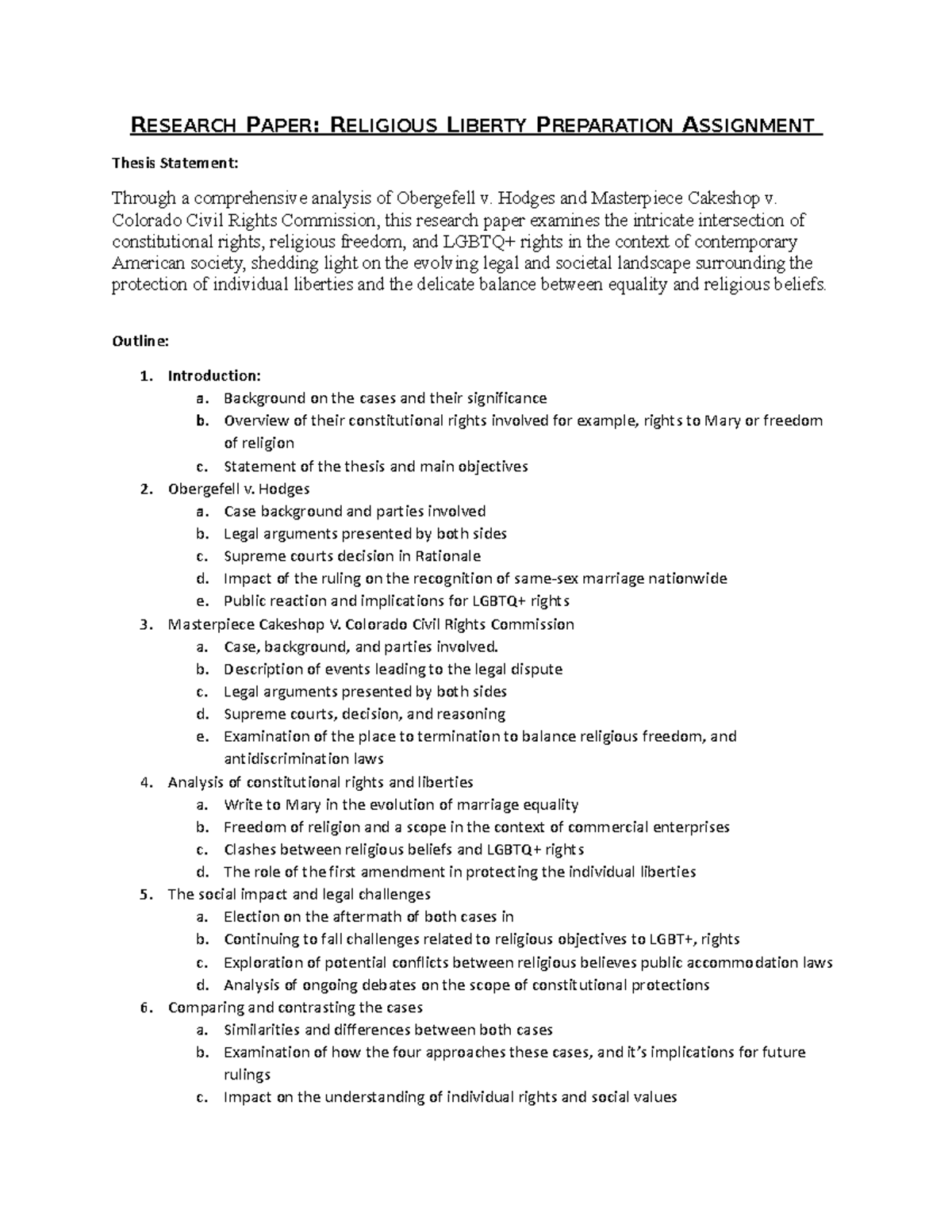Research Paper Layout for week 5 - RESEARCH PAPER: RELIGIOUS LIBERTY ...