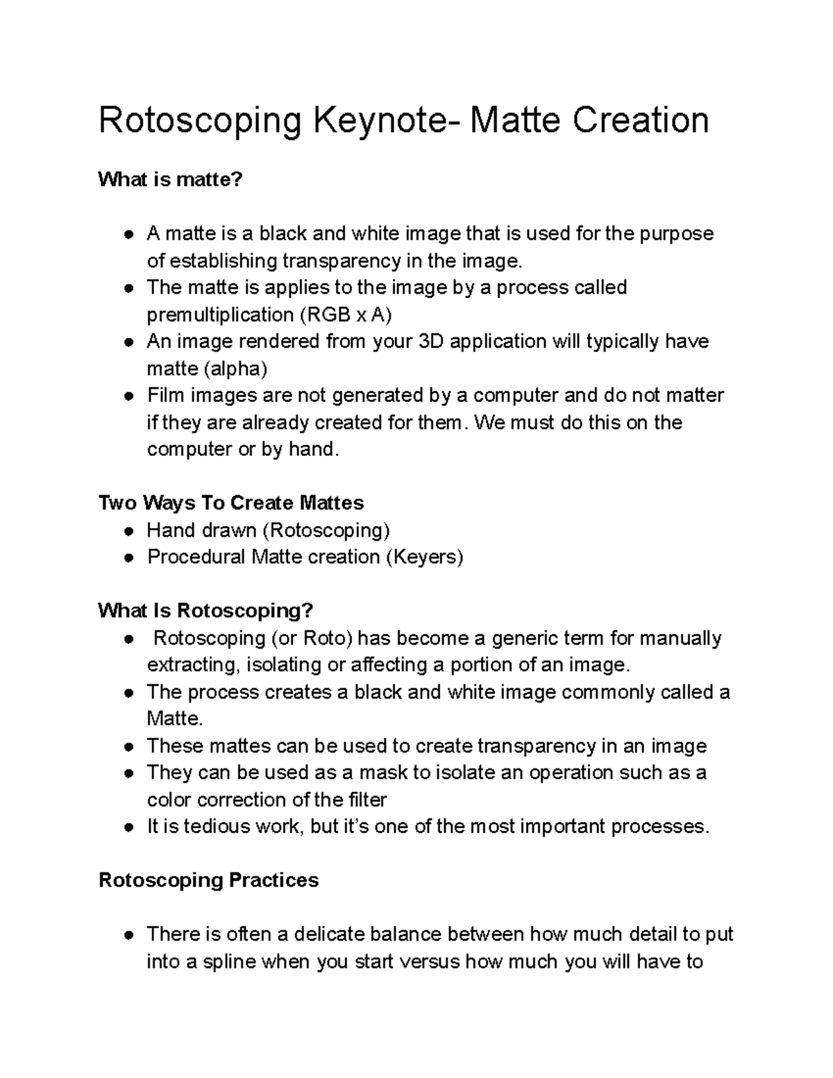 Compositing Fundamentals Nuke Notes - Rotoscoping Keynote- Matte ...