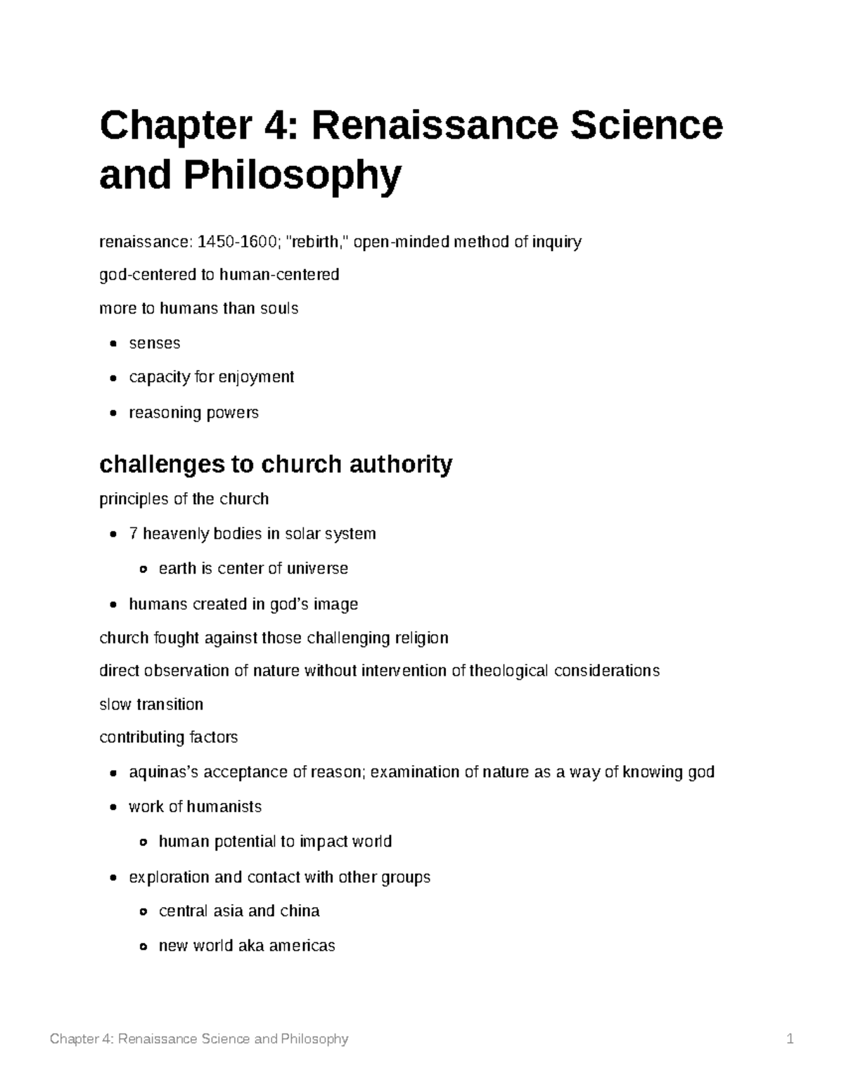 Chap 4 renaissance and philosophy - Chapter 4: Renaissance Science and ...