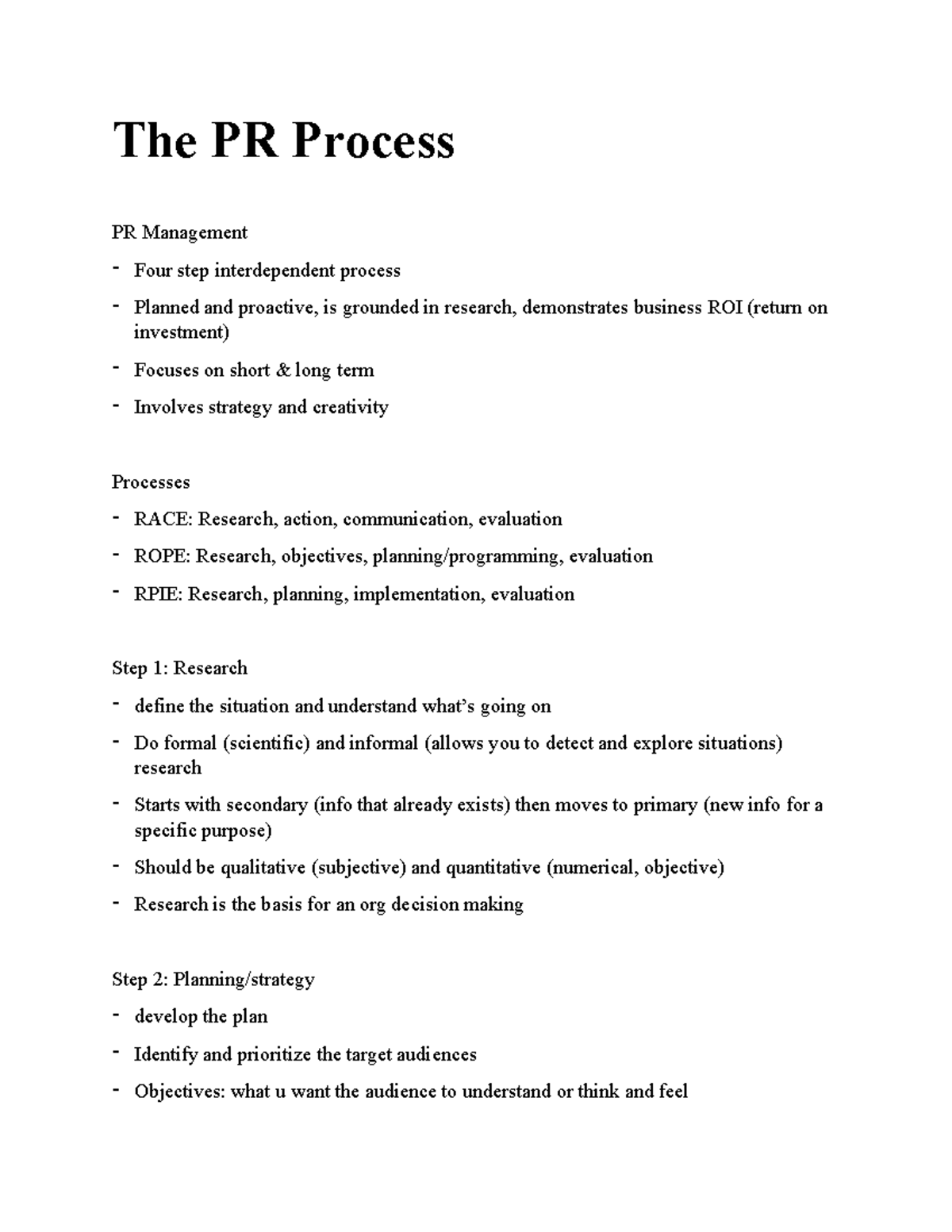 Week 5 part 2 - Jennie Donahue - The PR Process PR Management Four step ...