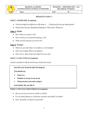 Tong hop bai mau - Ielts Speaking Part 1-converted - speaking - Studocu