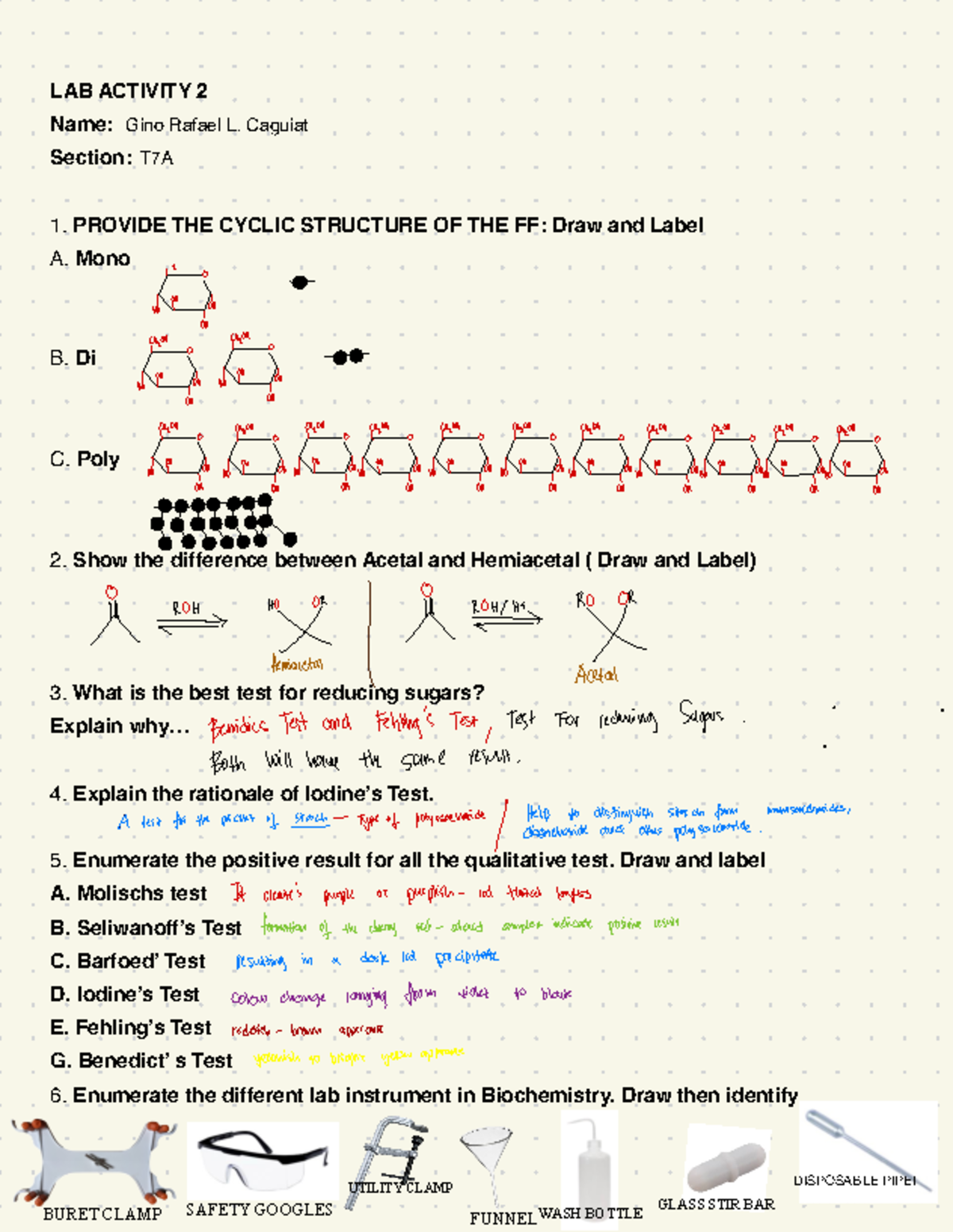 Biochemistry LAB - Summary biochem - Gino Rafael L. Caguiat T7A BURET ...
