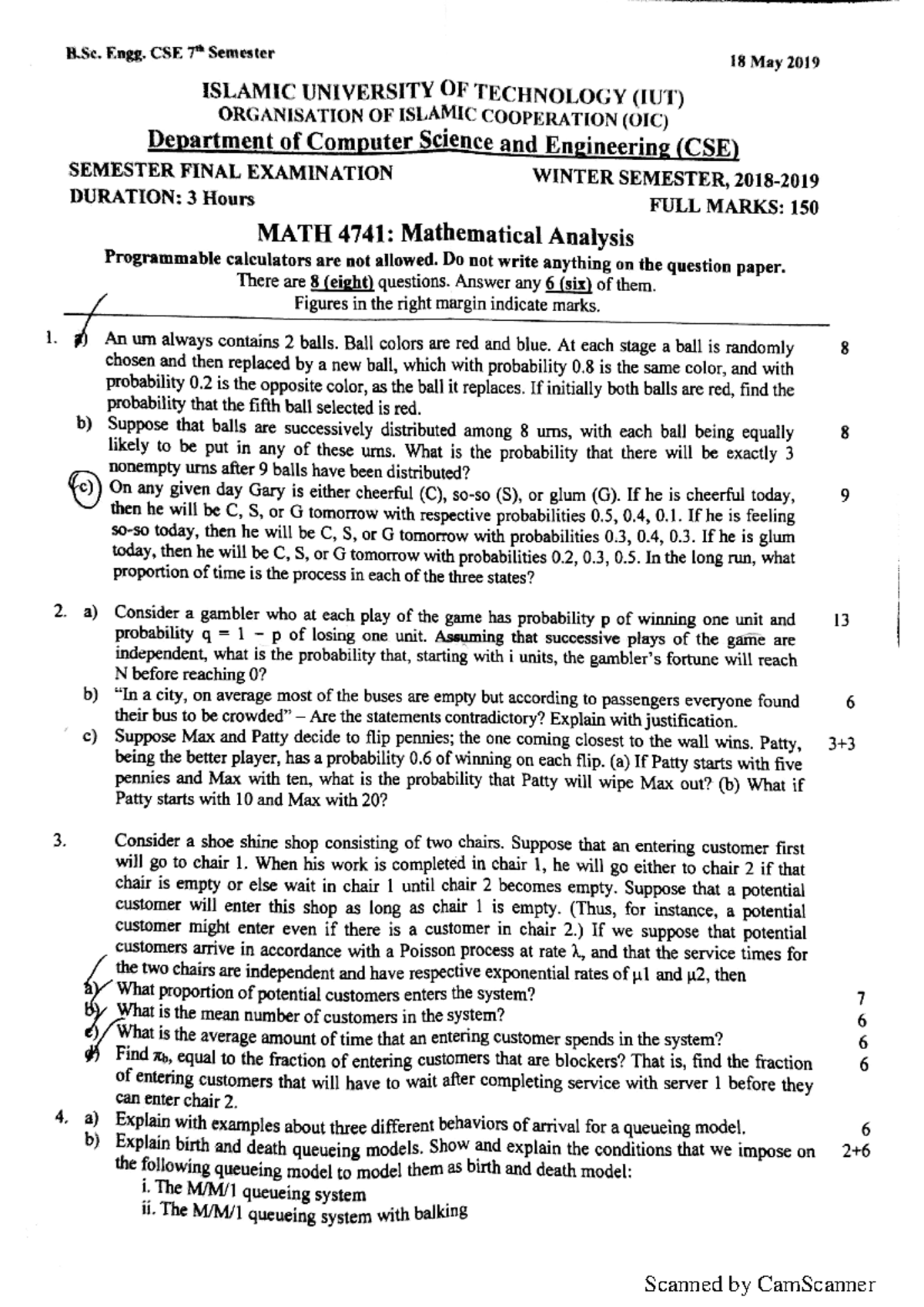 4741 Final 18-19 Mathematical Analysis - Discrete Mathematics - Scanned ...