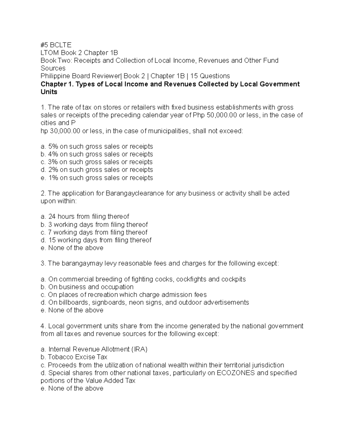 5 Bclte - #5 BCLTE LTOM Book 2 Chapter 1B Book Two: Receipts and Collection of Local Income ...