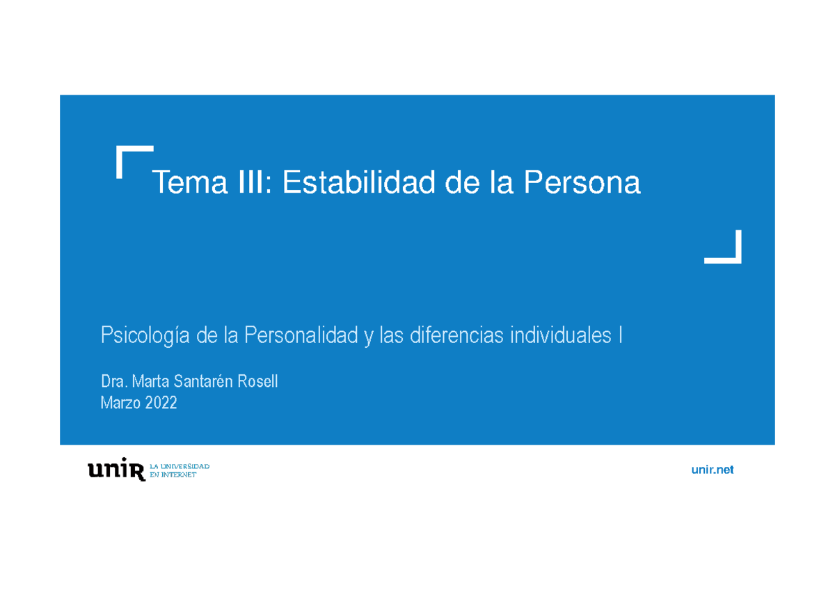 3. Estabilidad de la persona PER 3999 - Tema III: Estabilidad de la ...