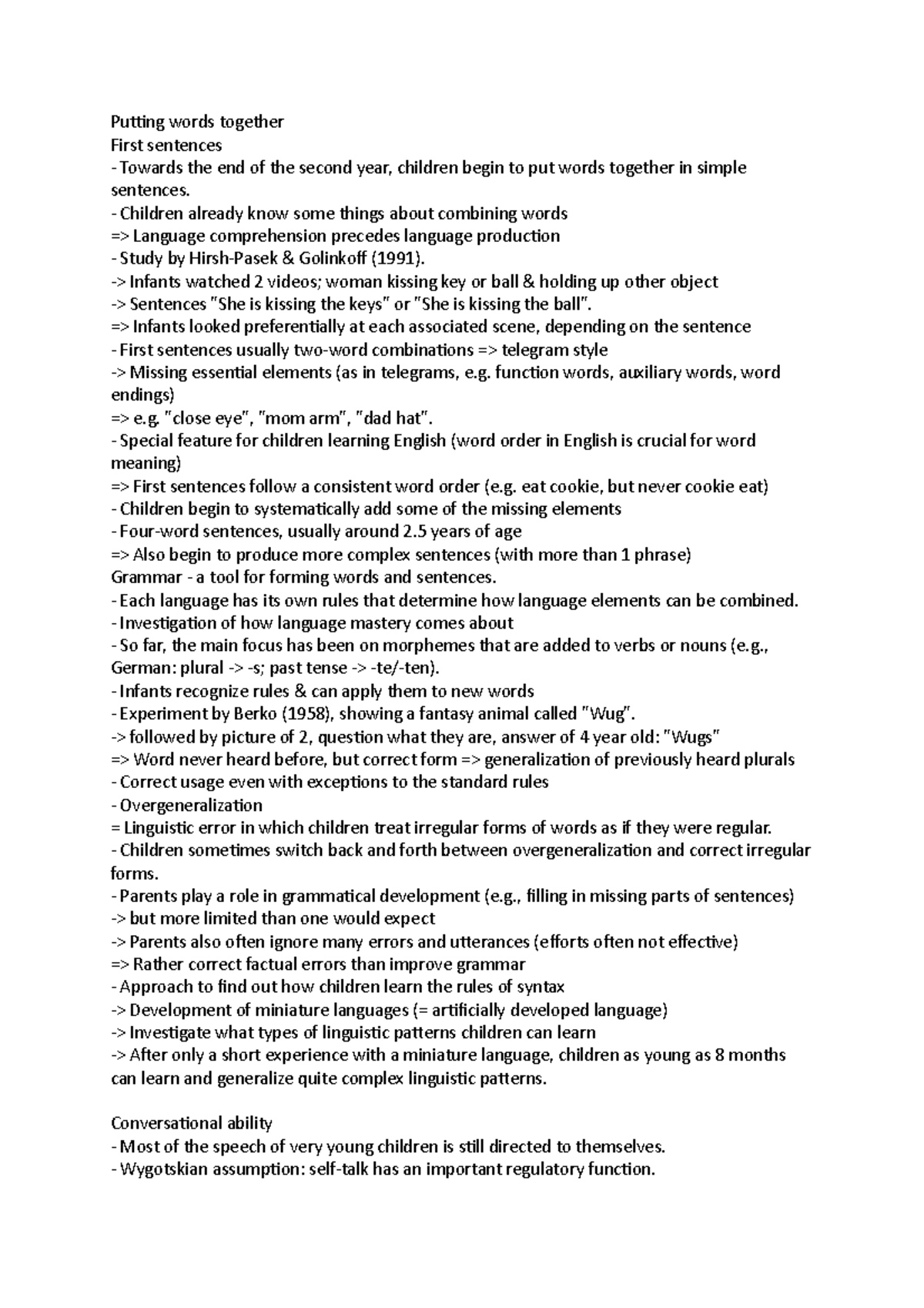 Putting words together - Putting words together First sentences Towards ...