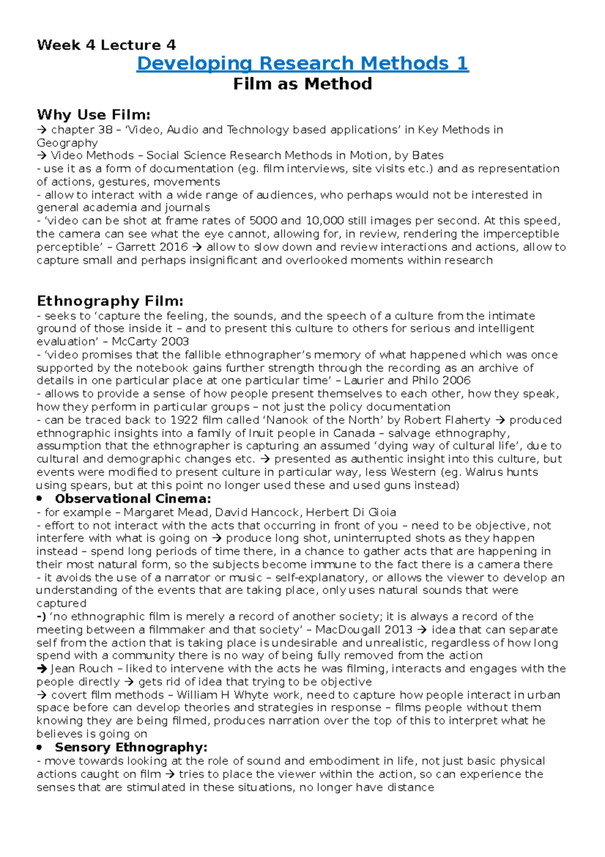 Week 4 Lecture 4 Research Methods Week 4 Lecture 4 Developing Research Methods 1 Film As