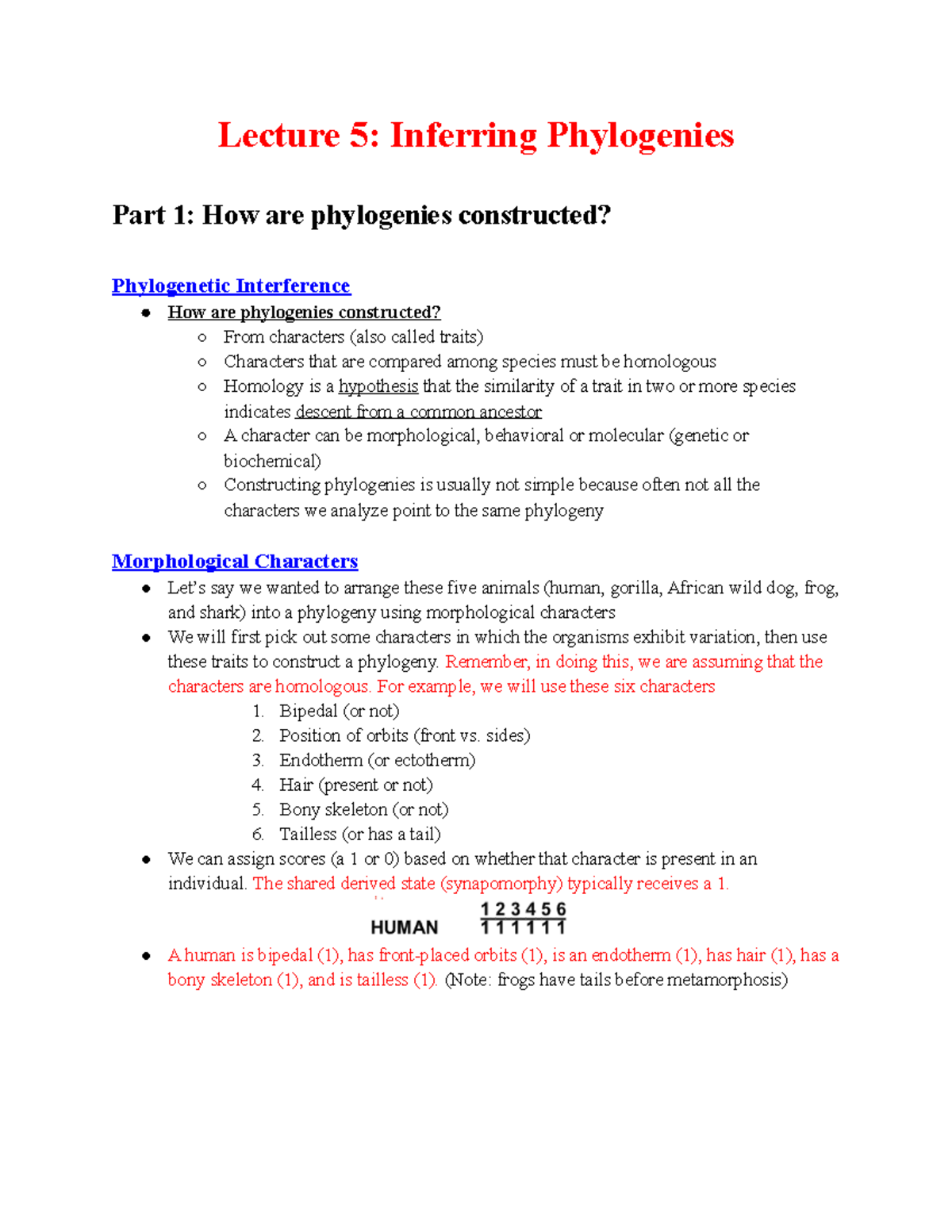 Lecture 5 Inferring Phylogenies - Lecture 5: Inferring Phylogenies Part 1: How are phylogenies ...