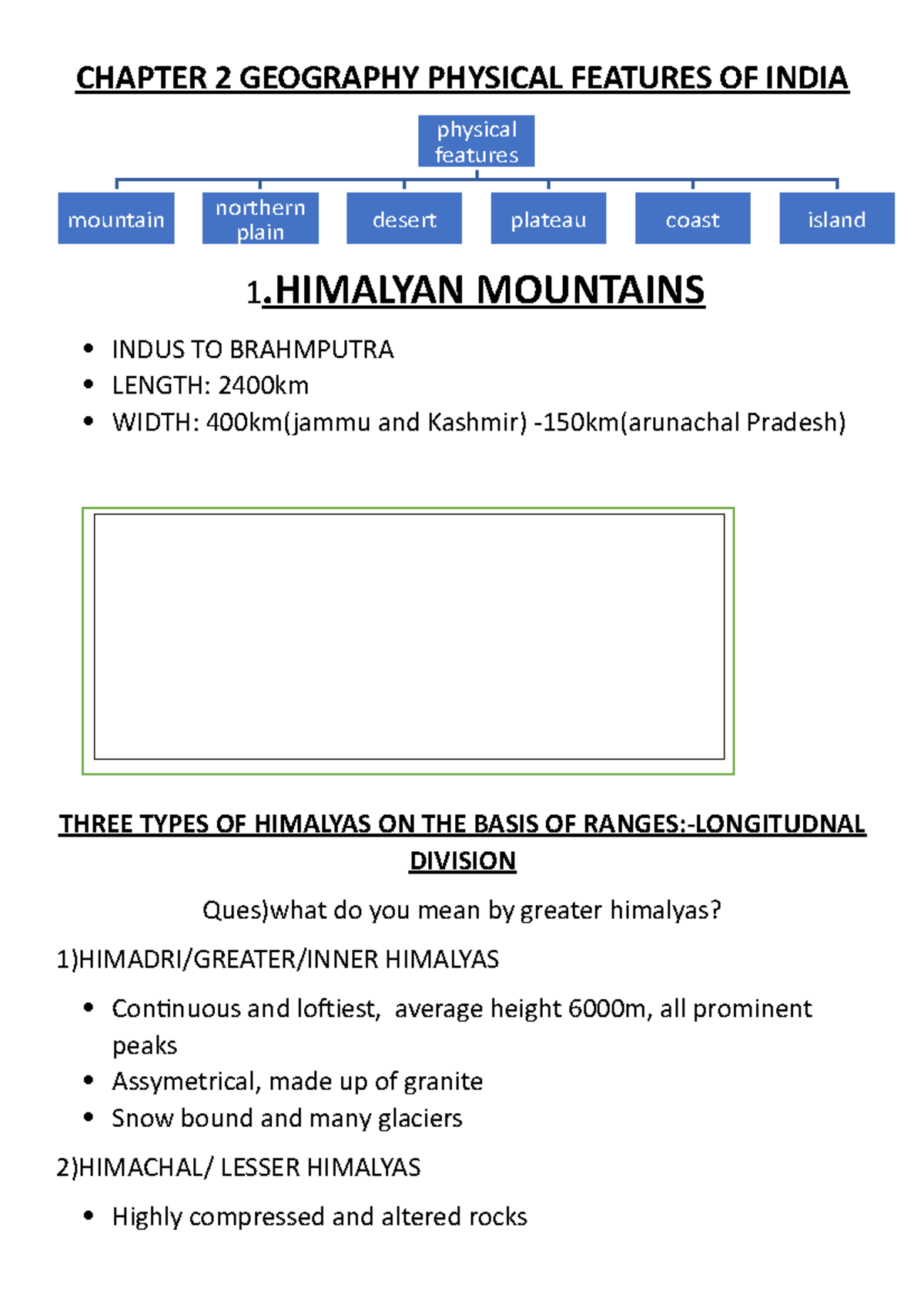 Chapter 2 Geography Physical Features OF India - CHAPTER 2 GEOGRAPHY ...