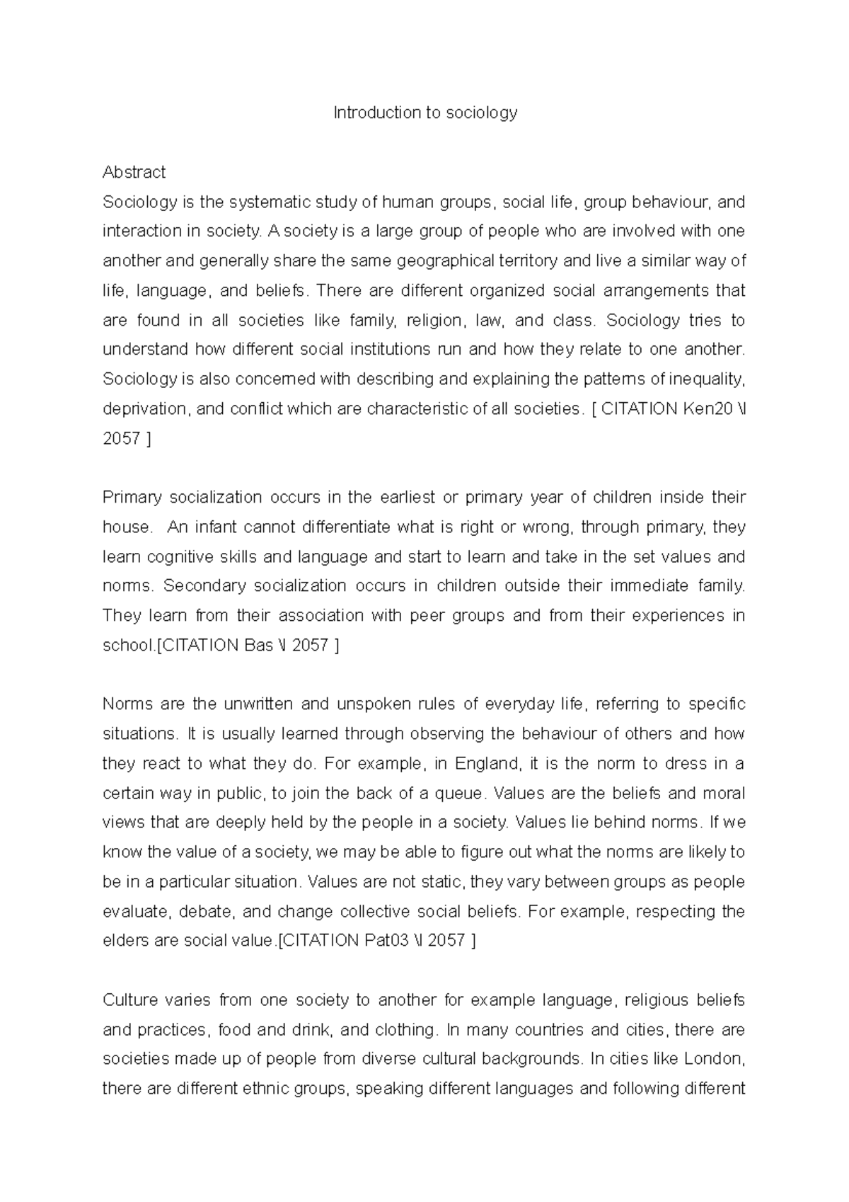 Introduction to sociology - Introduction to sociology Abstract ...