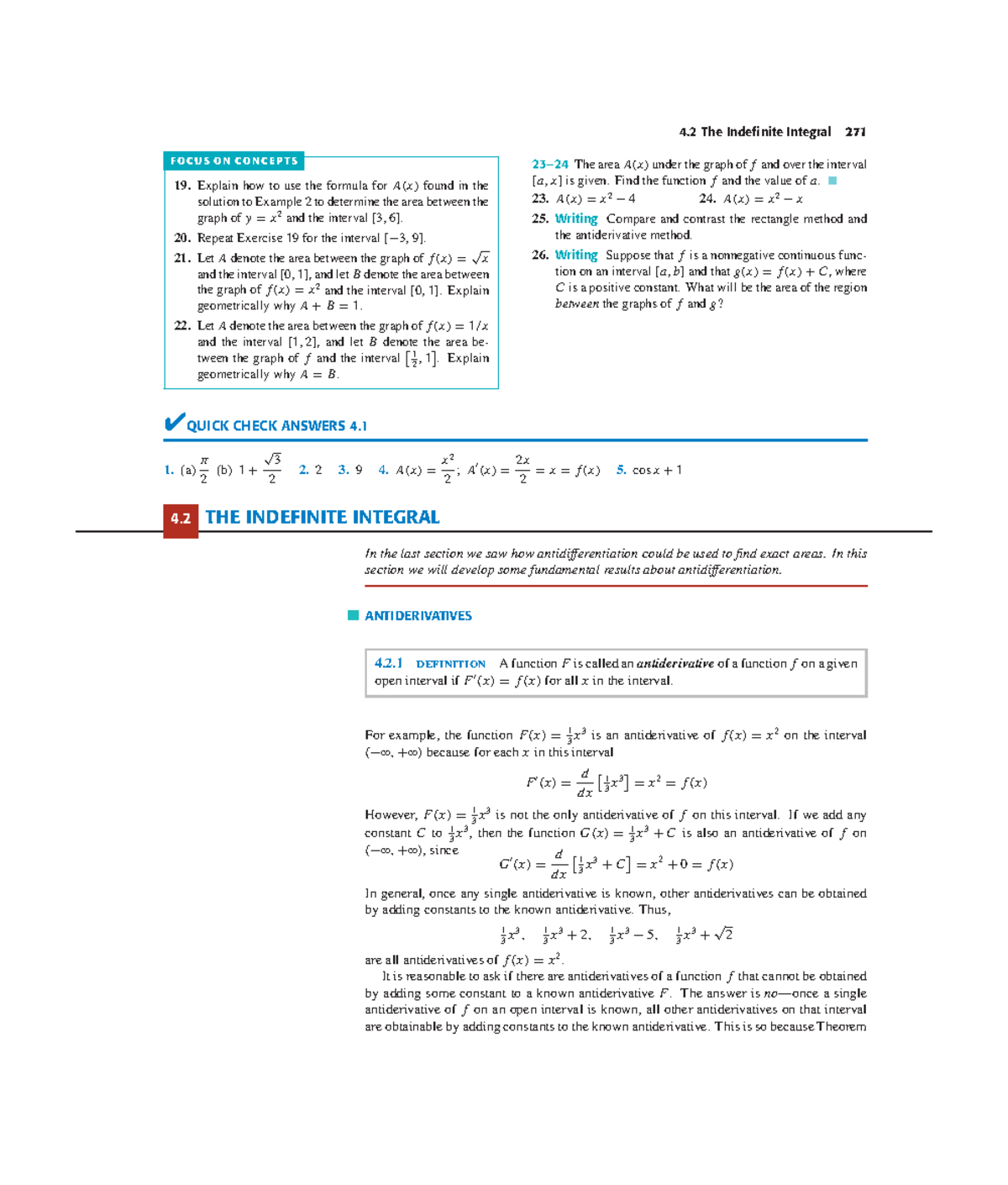 MATH CH4-2 - math work - 4 The Indefinite Integral 271 F O C U S O N C ...