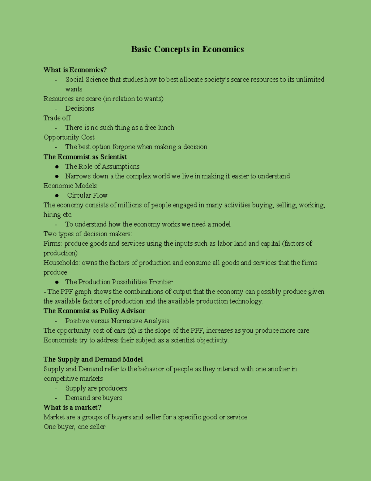 Supply and Demand I - Basic Concepts in Economics What is Economics ...