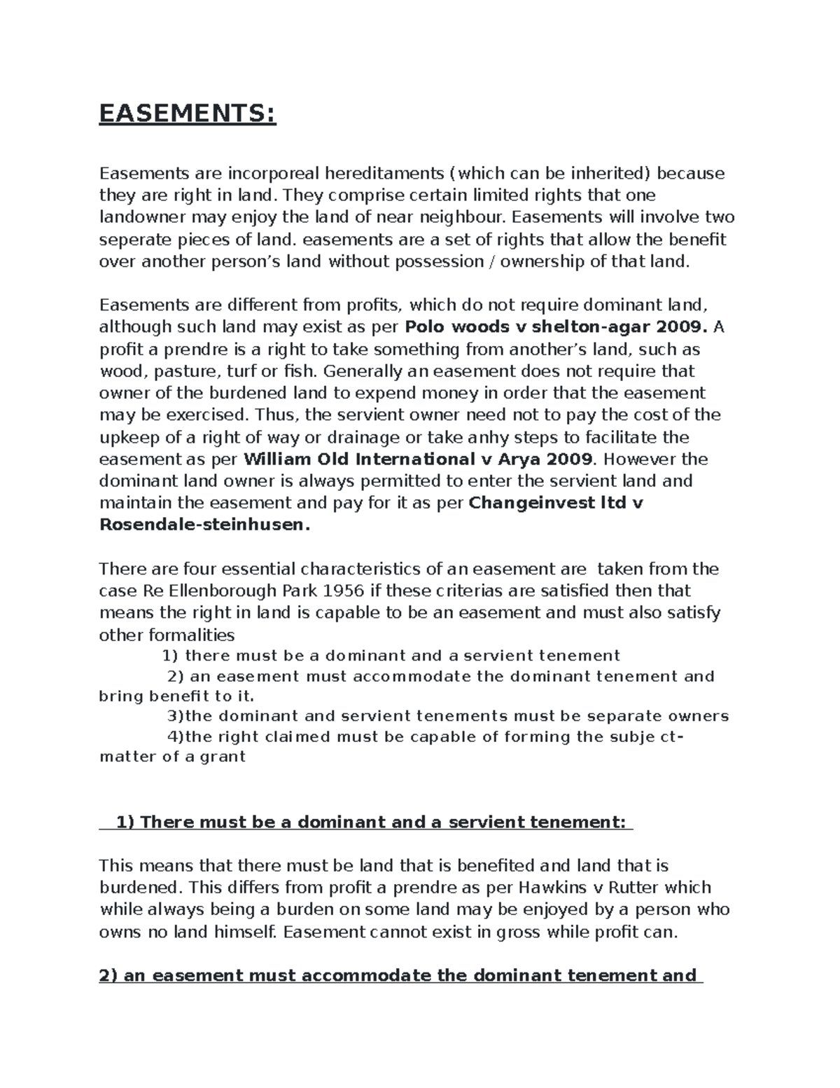 Easements - Made by Aiman A. - EASEMENTS: Easements are incorporeal ...