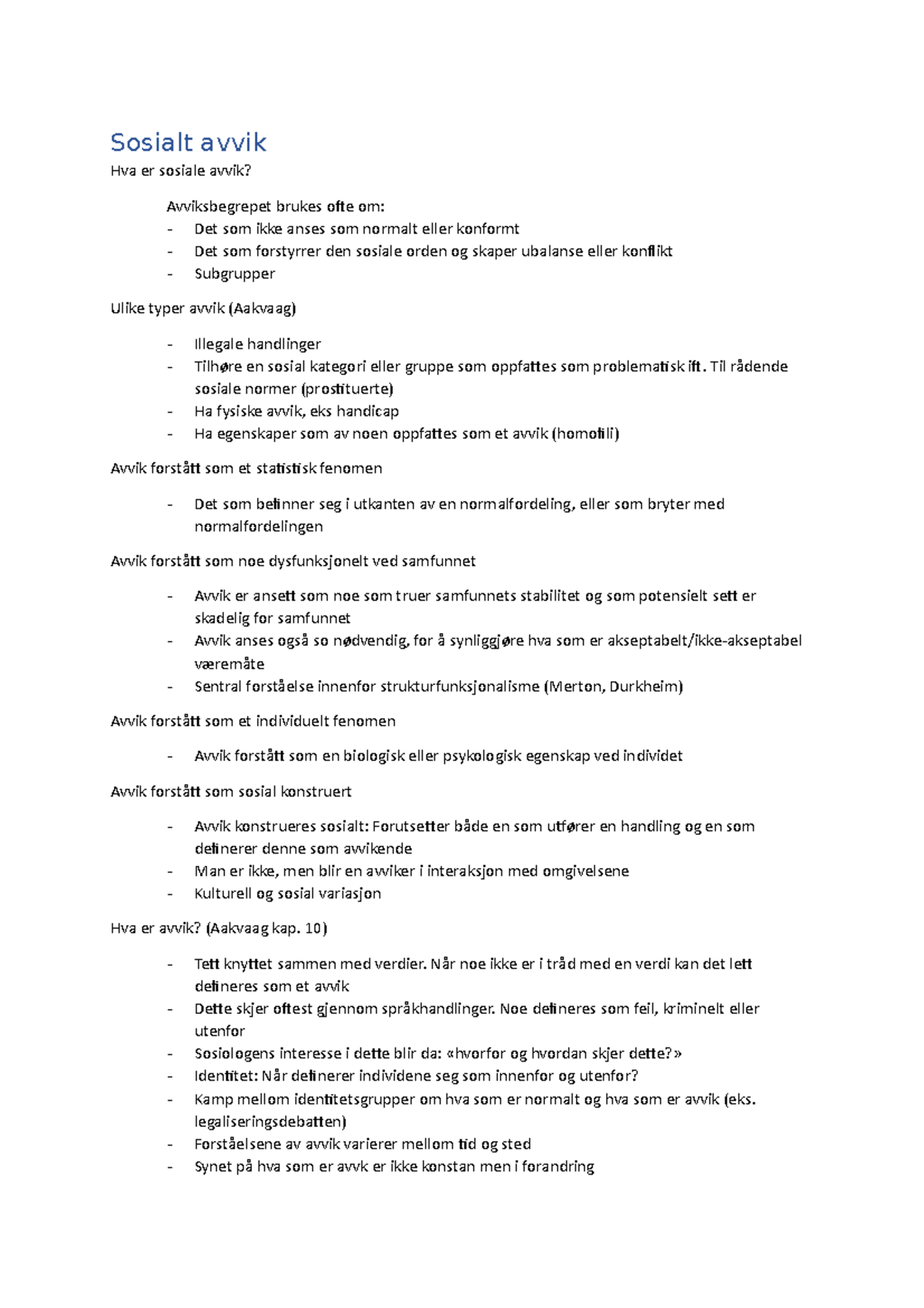 Sosialt avvik - Sosialt avvik Hva er sosiale avvik? Avviksbegrepet ...