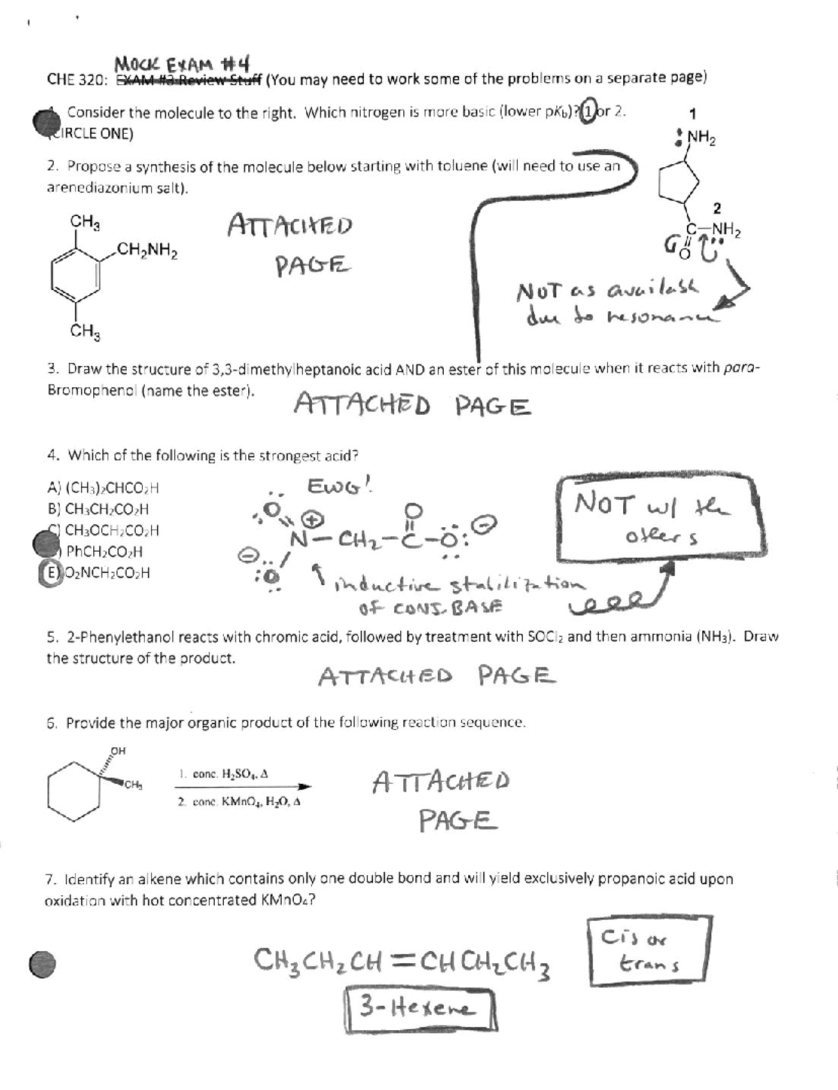MOCK E4 key - This is practice work for organic chemistry II with Dr. Cox. - CHE 320 - Studocu