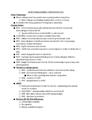 History and Overview of Sport and Recreation Management - 1) Nature and ...