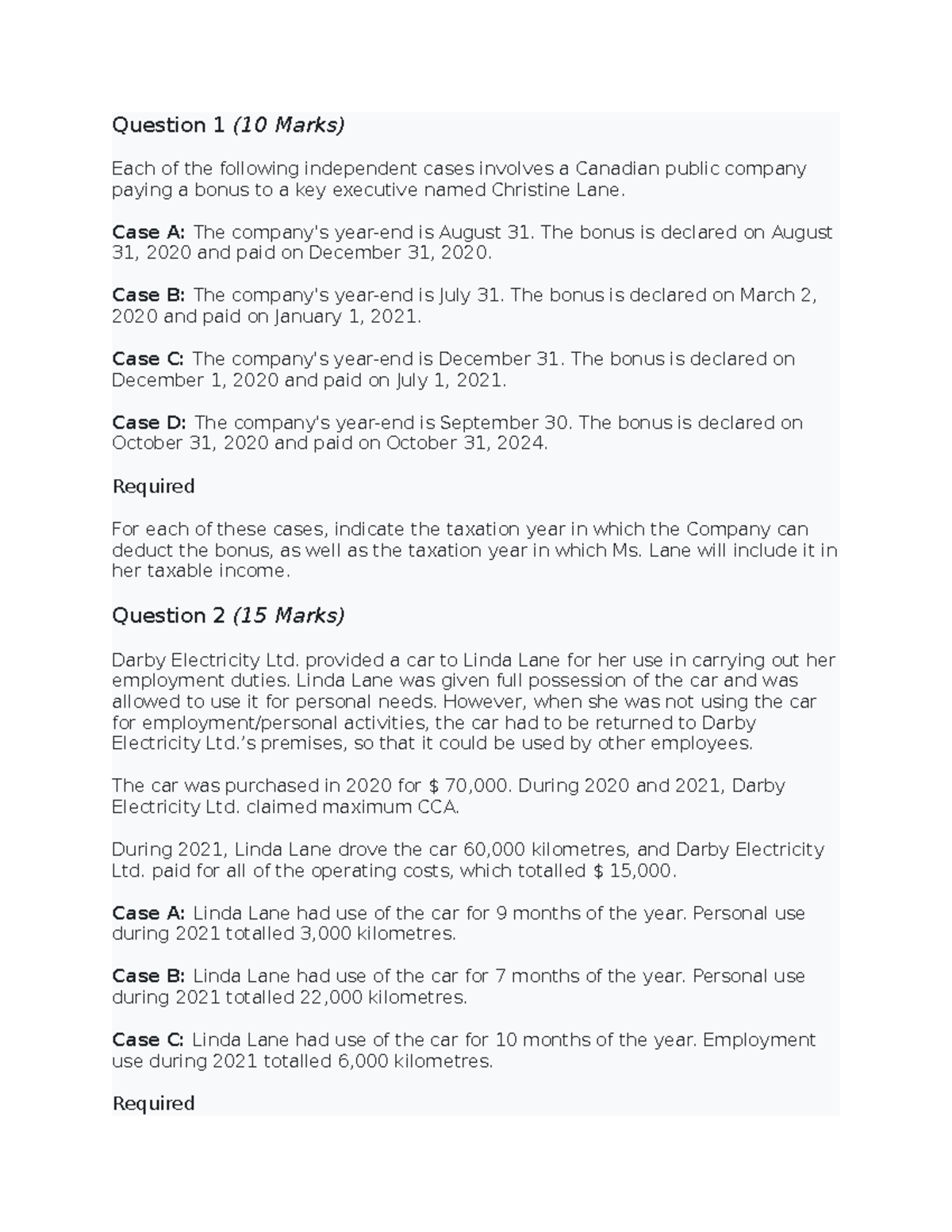 Question 1 - there is no description - Question 1 (10 Marks) Each of ...