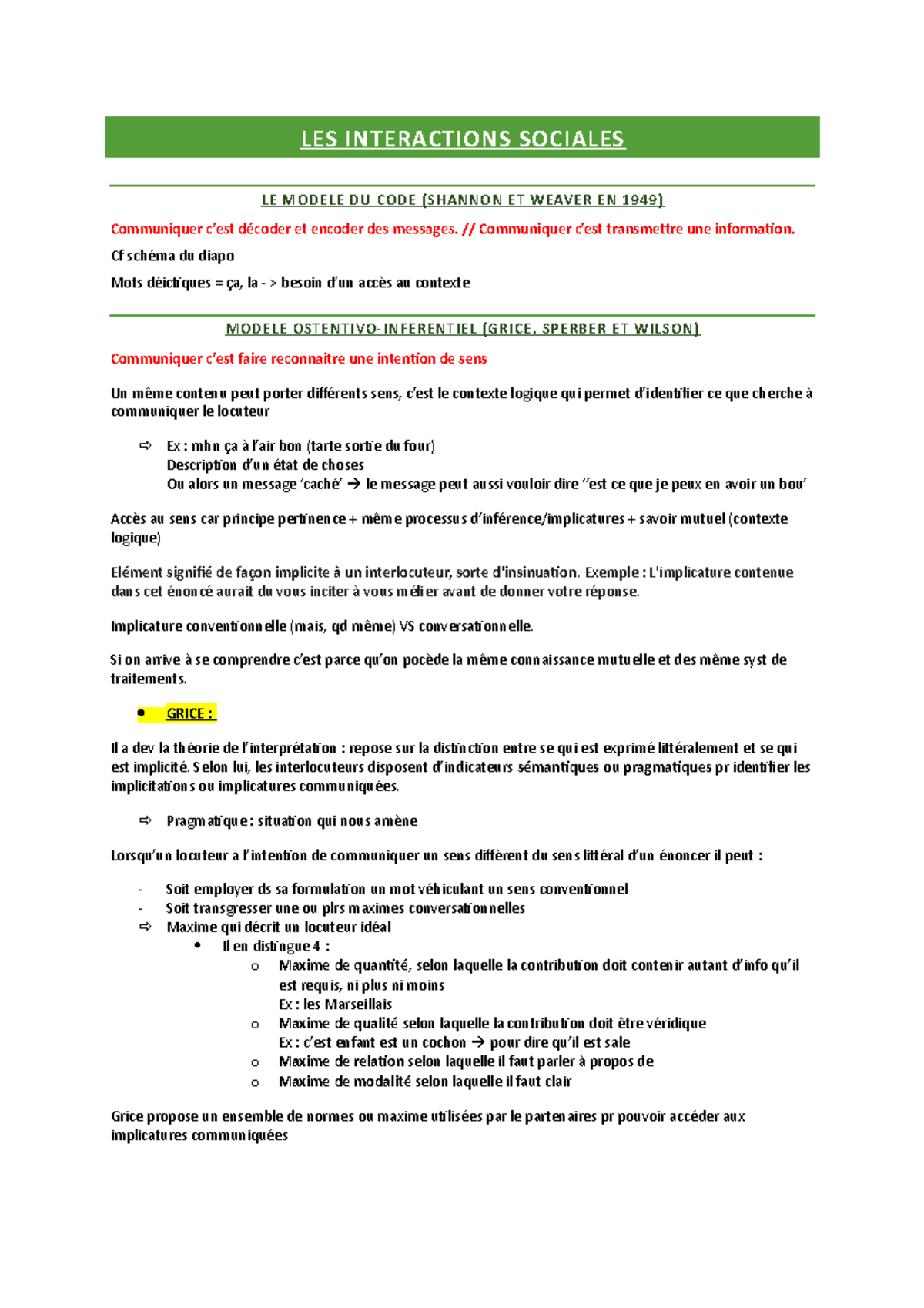Les interactions 1 - cours du semestre 1 de L2 - LES INTERACTIONS ...