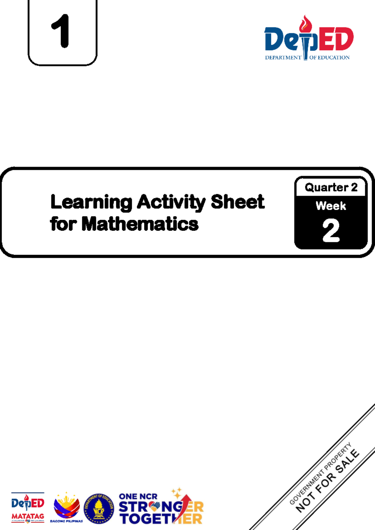 LAS G1 Mathematics Q2 Wk2 - 1 Learning Activity Sheet for Mathematics ...